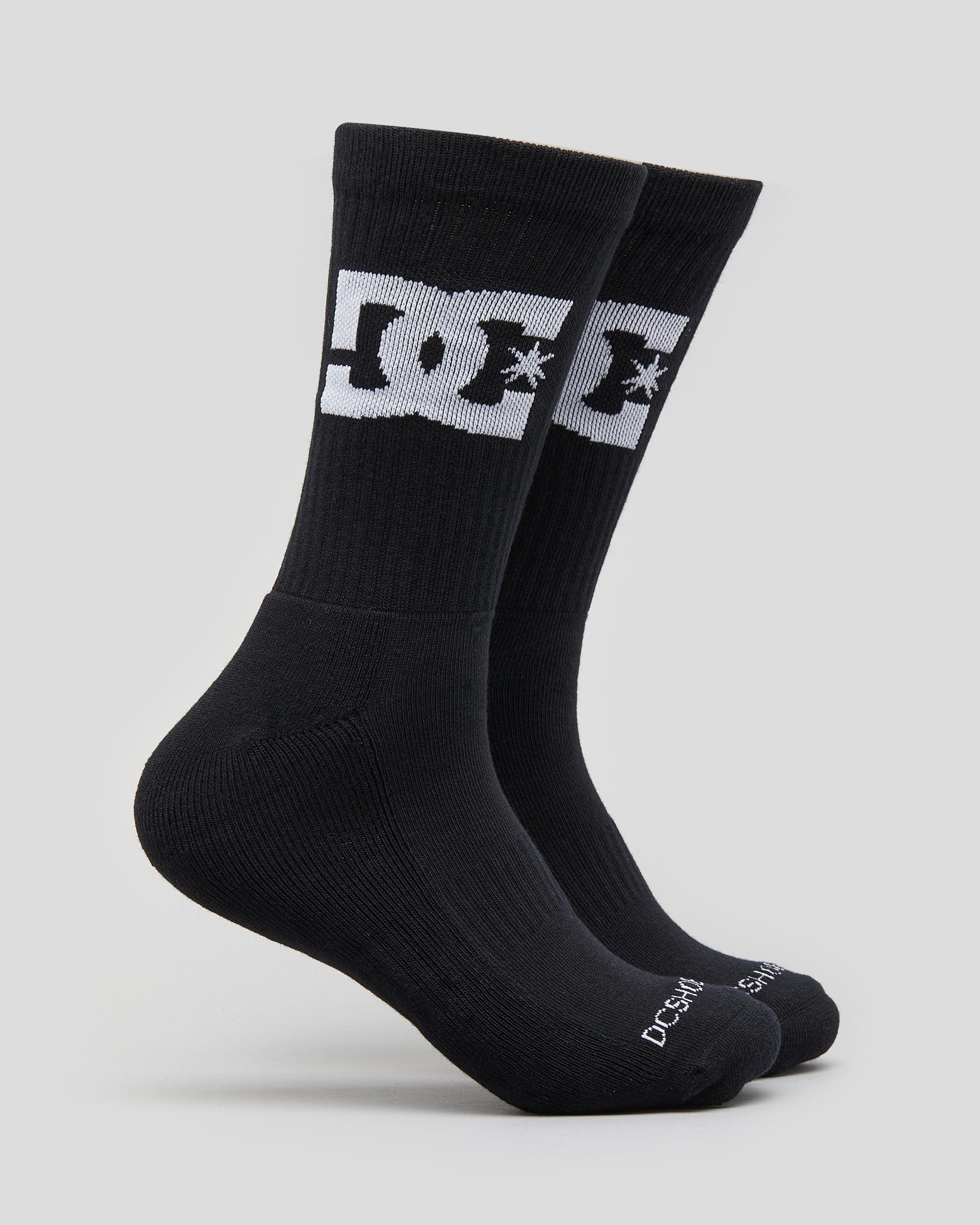 Shop DC Shoes DC Star Crew Socks 2 Pack In Black - Fast Shipping & Easy ...