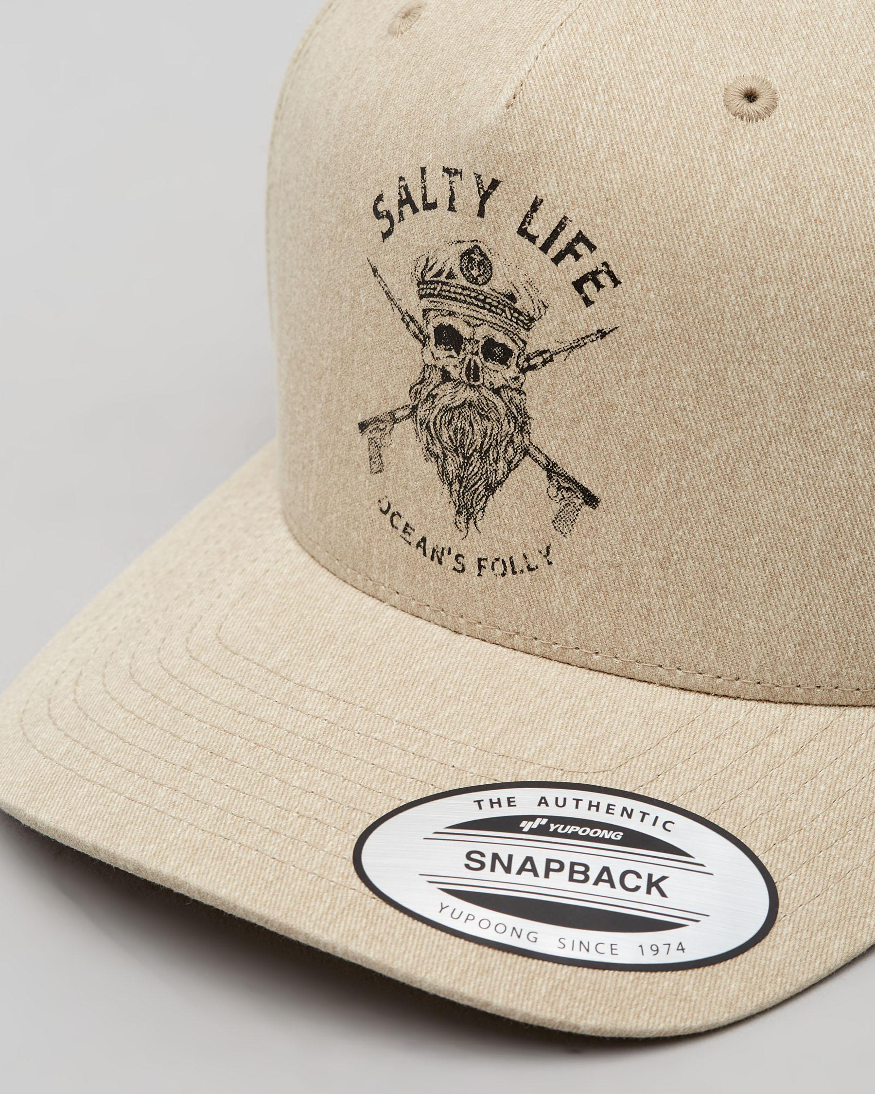 Shop Salty Life Black Beard Snapback Cap In Washed Khaki - Fast ...