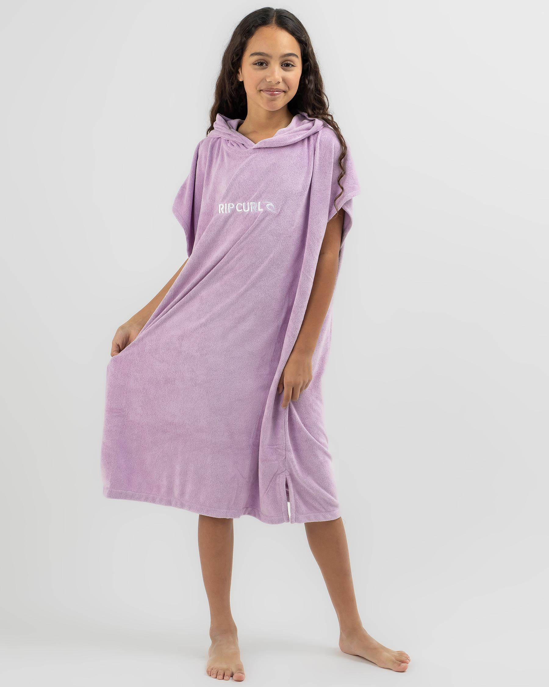 Shop Rip Curl Girls' Classic Surf Hooded Towel In Lilac - Fast Shipping ...