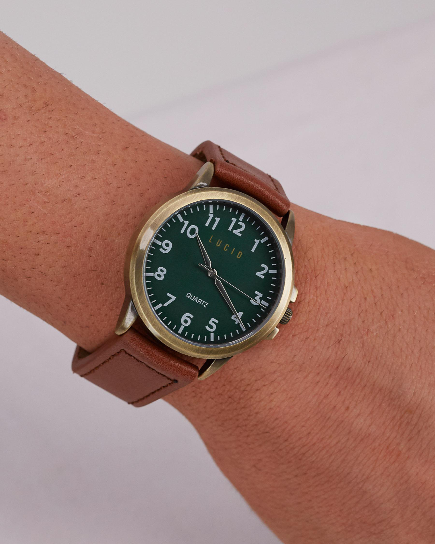 Shop Lucid Nocturne Watch In Green/bronze/choc/white - Fast Shipping ...