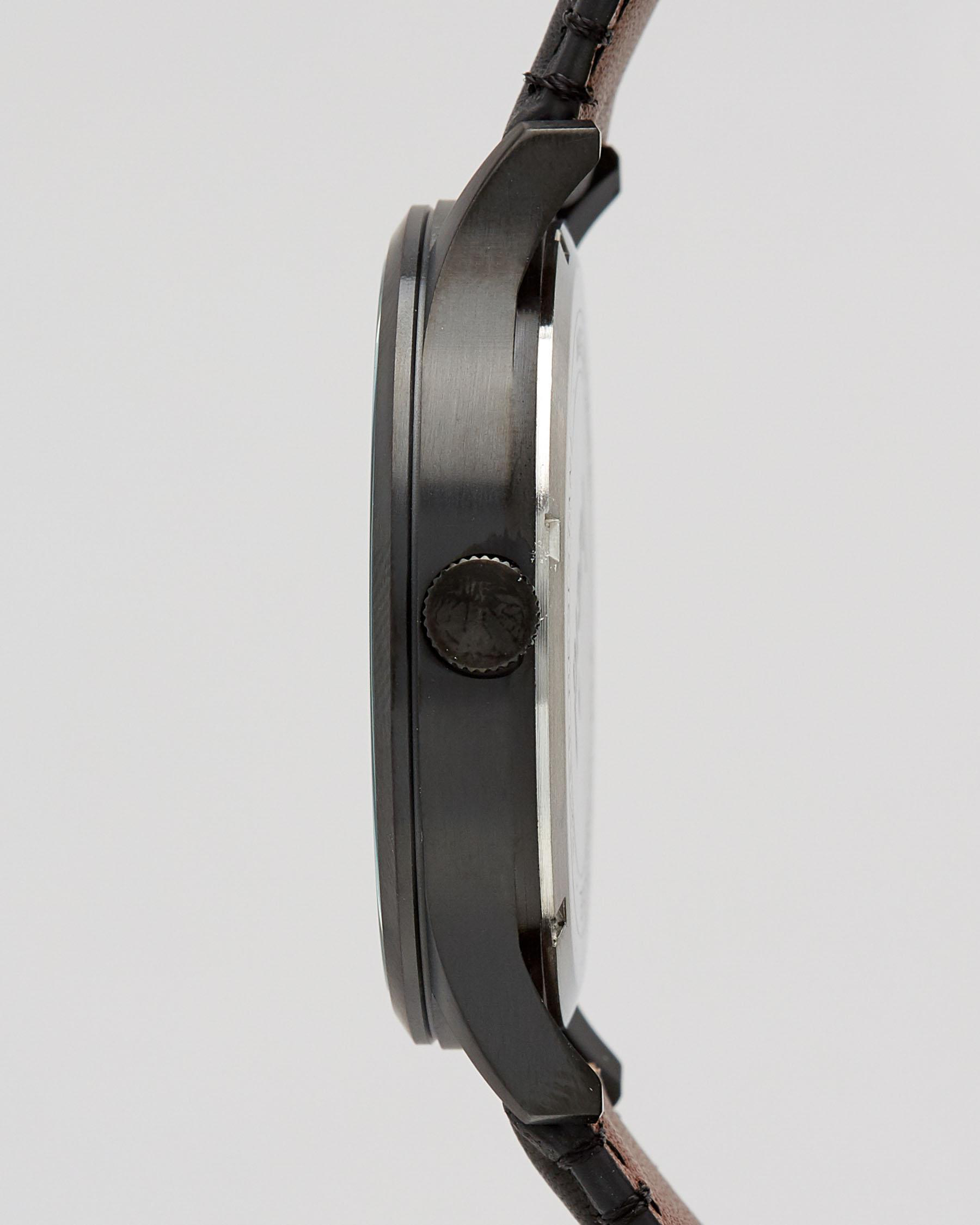 Shop Lucid Shield Leather Watch In All Black/gold - Fast Shipping ...