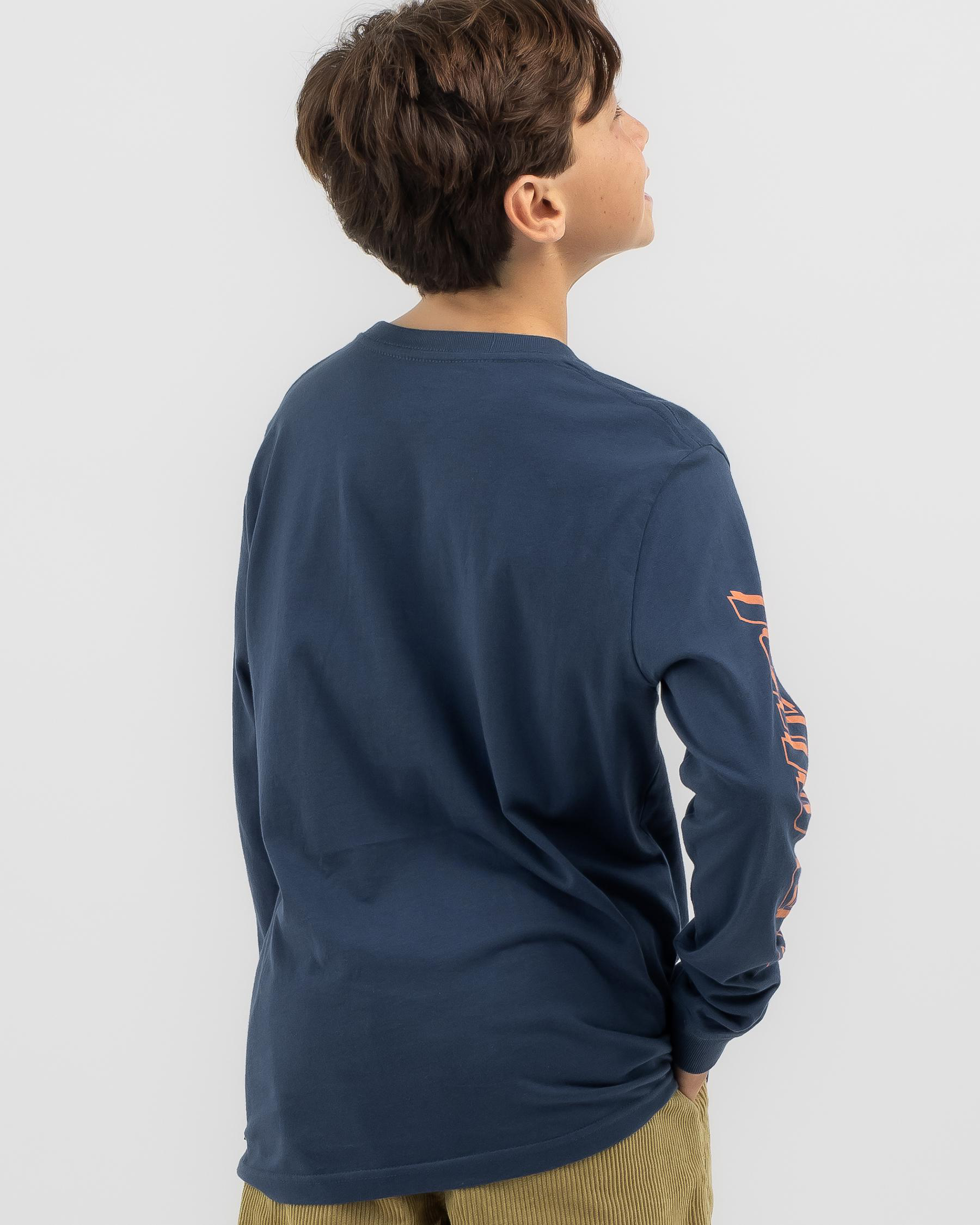 Shop Rip Curl Boys' Fade Out Icon Long Sleeve T-Shirt In Washed Navy ...