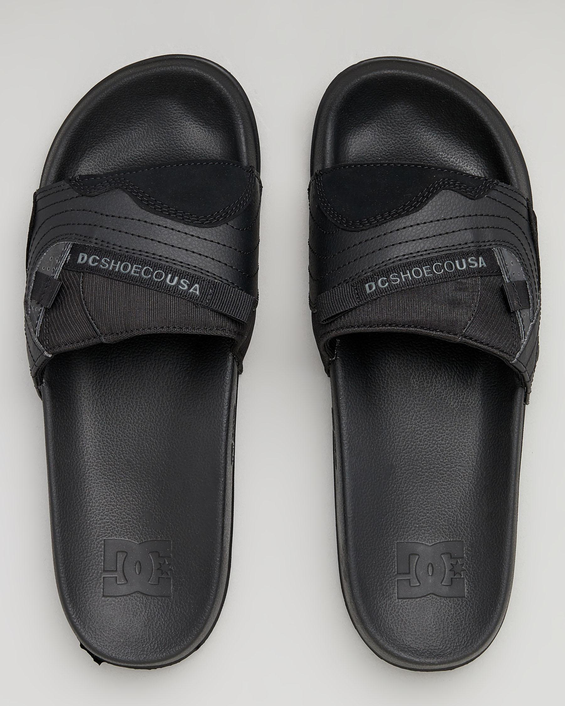 Shop DC Shoes Williams Slides In Black/grey/black - Fast Shipping ...