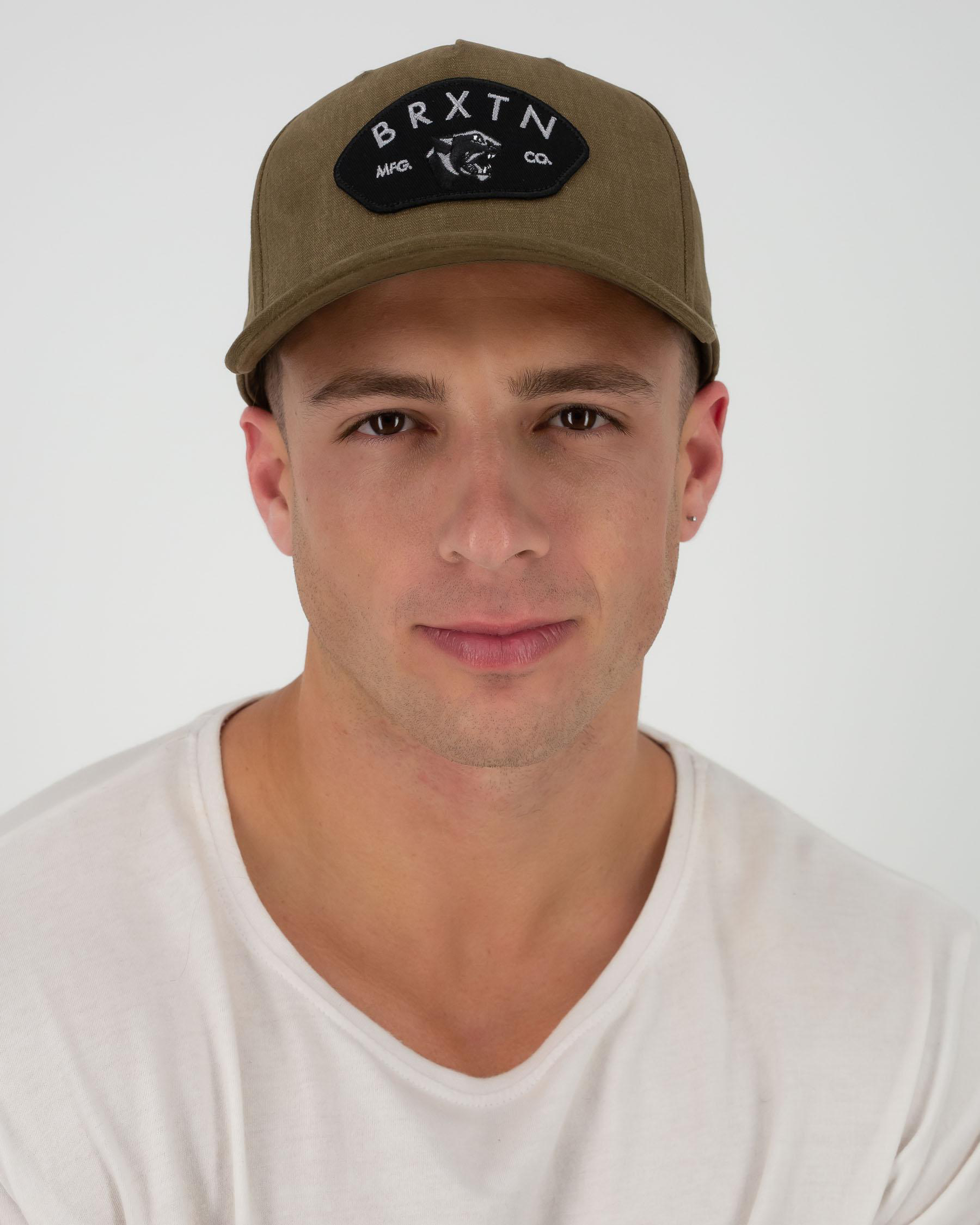 Shop Brixton Waylon Medium Profile Snapback Cap In Olive - Fast ...