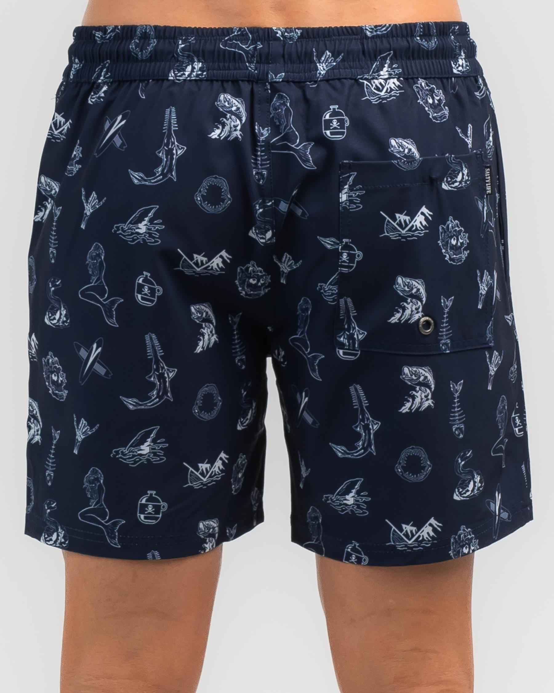 Shop Salty Life Poisonous Elastic Waist Shorts In Navy - Fast Shipping ...