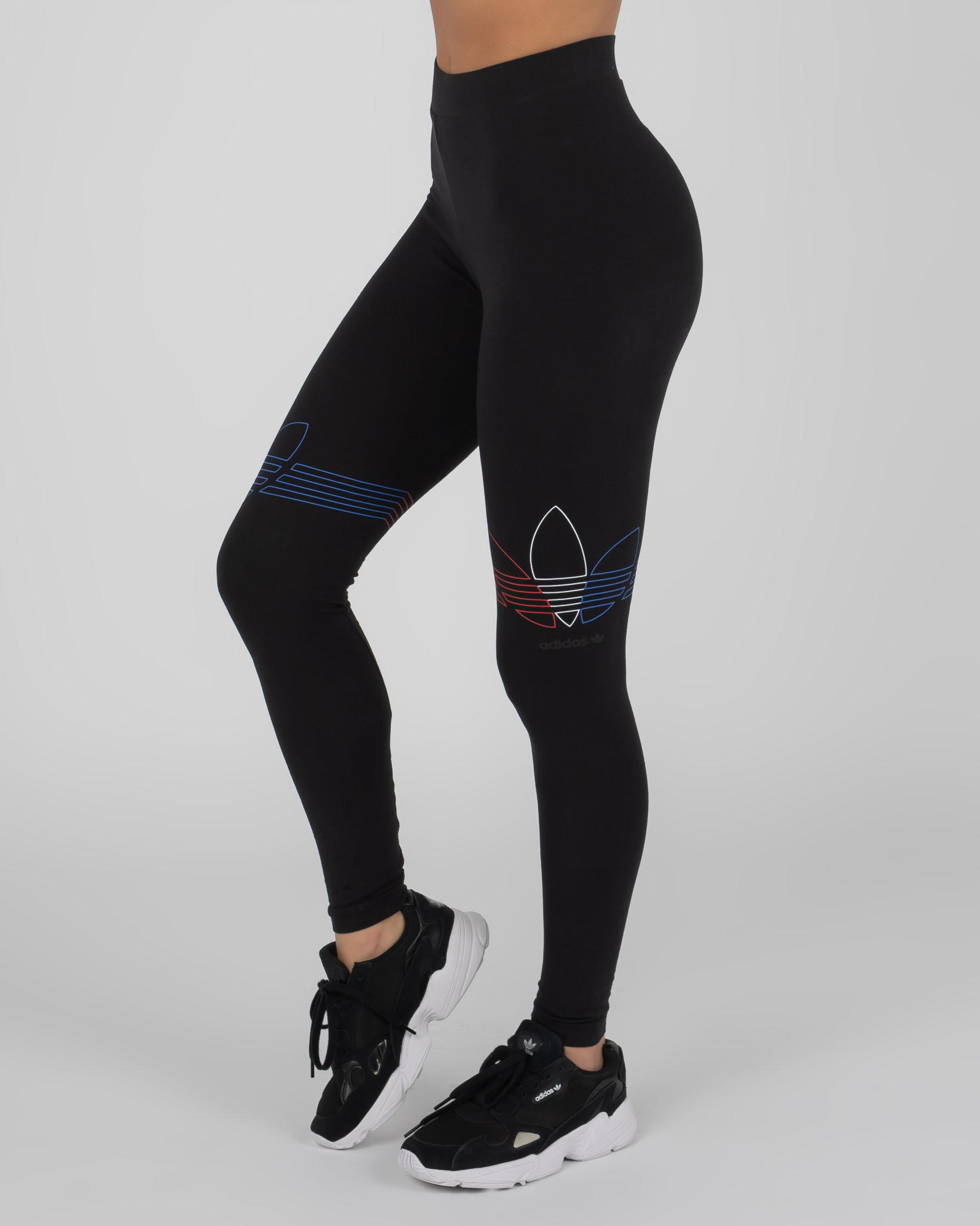 Shop adidas Tri Colour Trefoil Leggings In Black - Fast Shipping & Easy ...