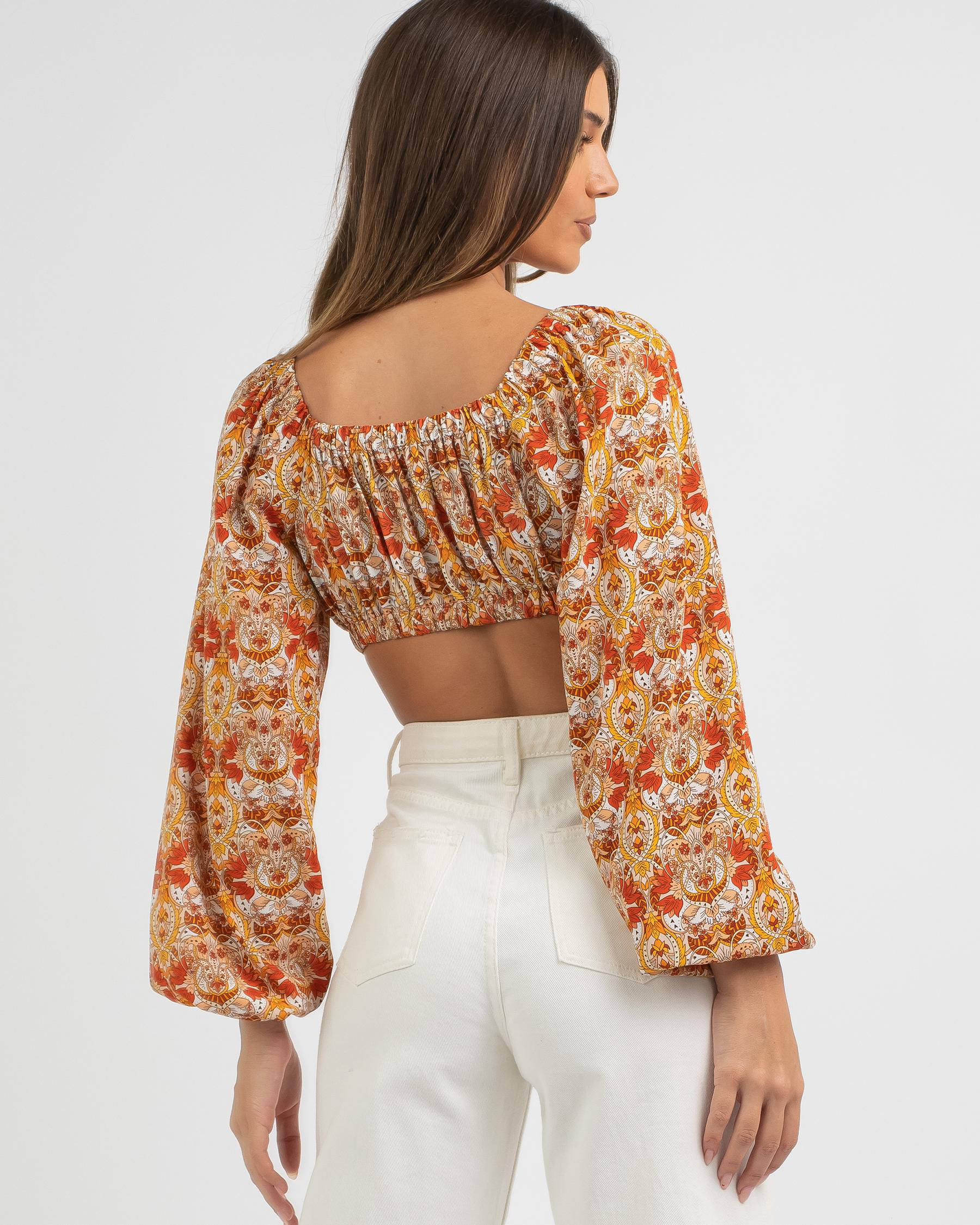 Shop Mooloola Sao Paulo Top In Orange Multi - Fast Shipping & Easy ...