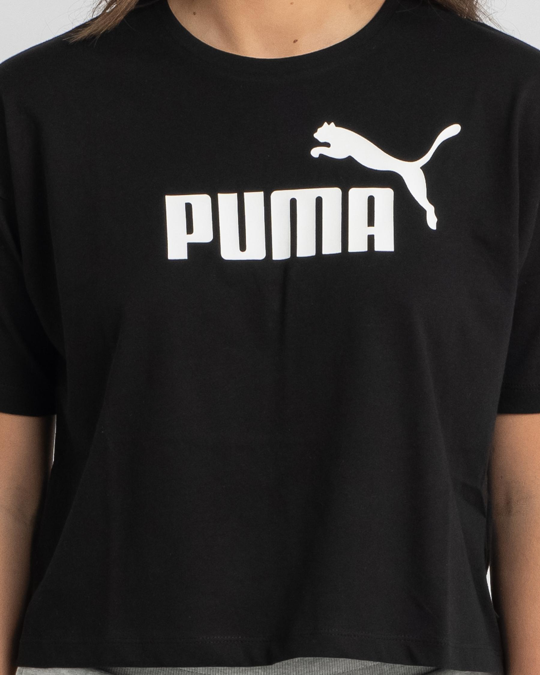 Shop Puma Essentials Logo T-Shirt In Puma Black - Fast Shipping & Easy ...