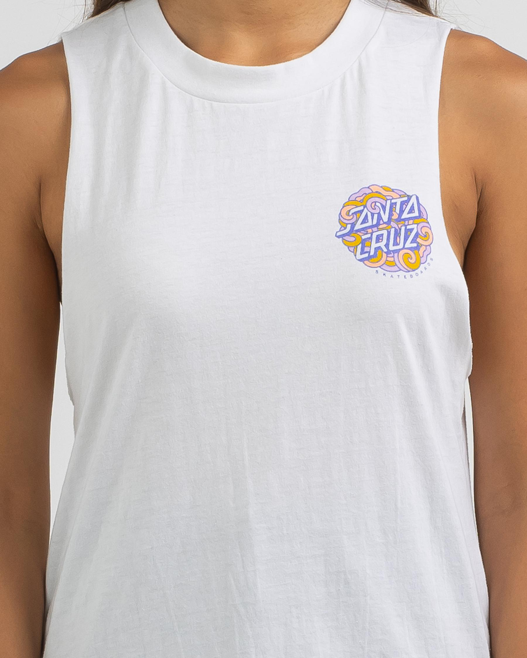 Shop Santa Cruz Funky Dot Muscle Tank Top In White - Fast Shipping ...