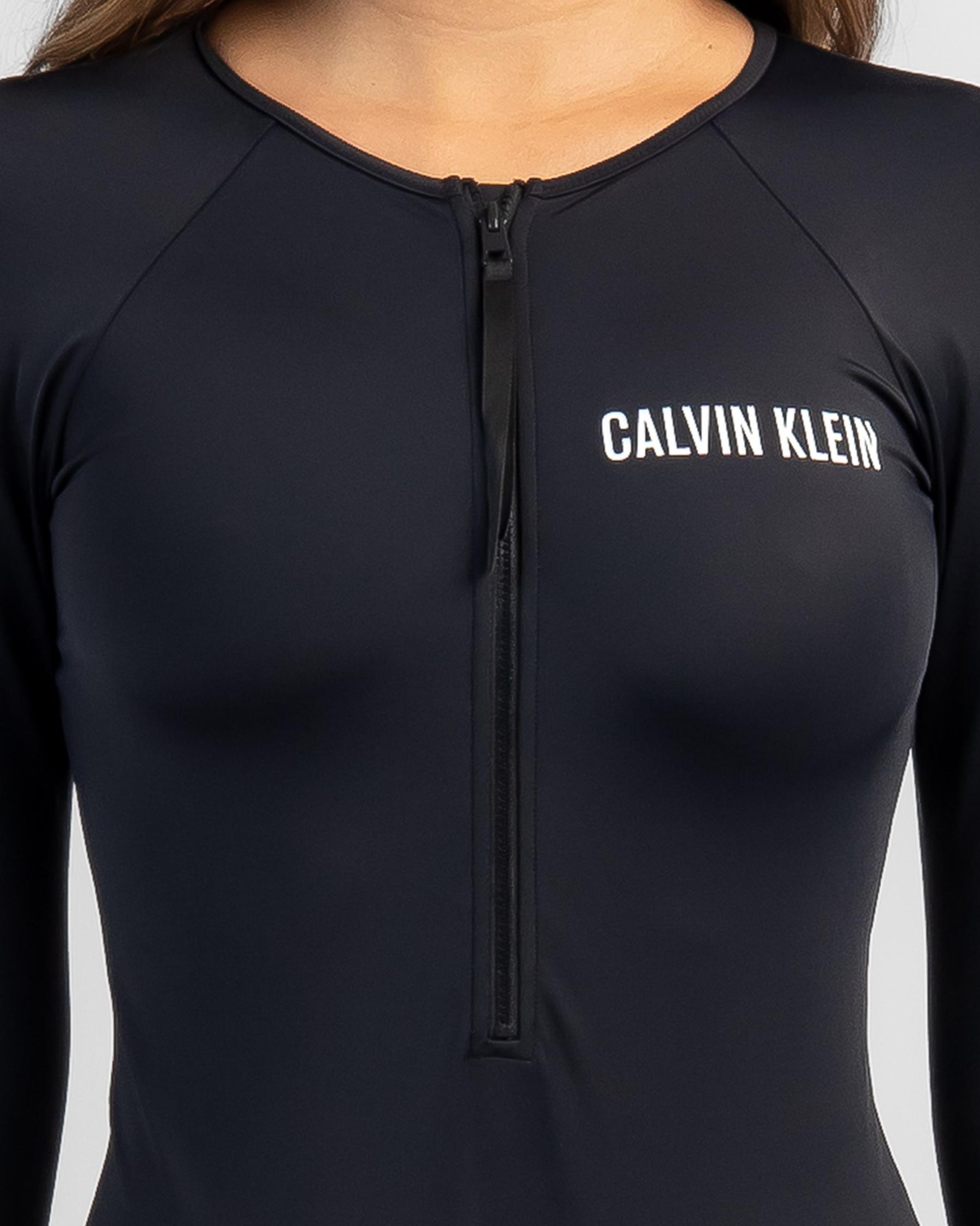 Shop Calvin Klein Intense Power Rashguard Long Sleeve Surfsuit In Pvh ...