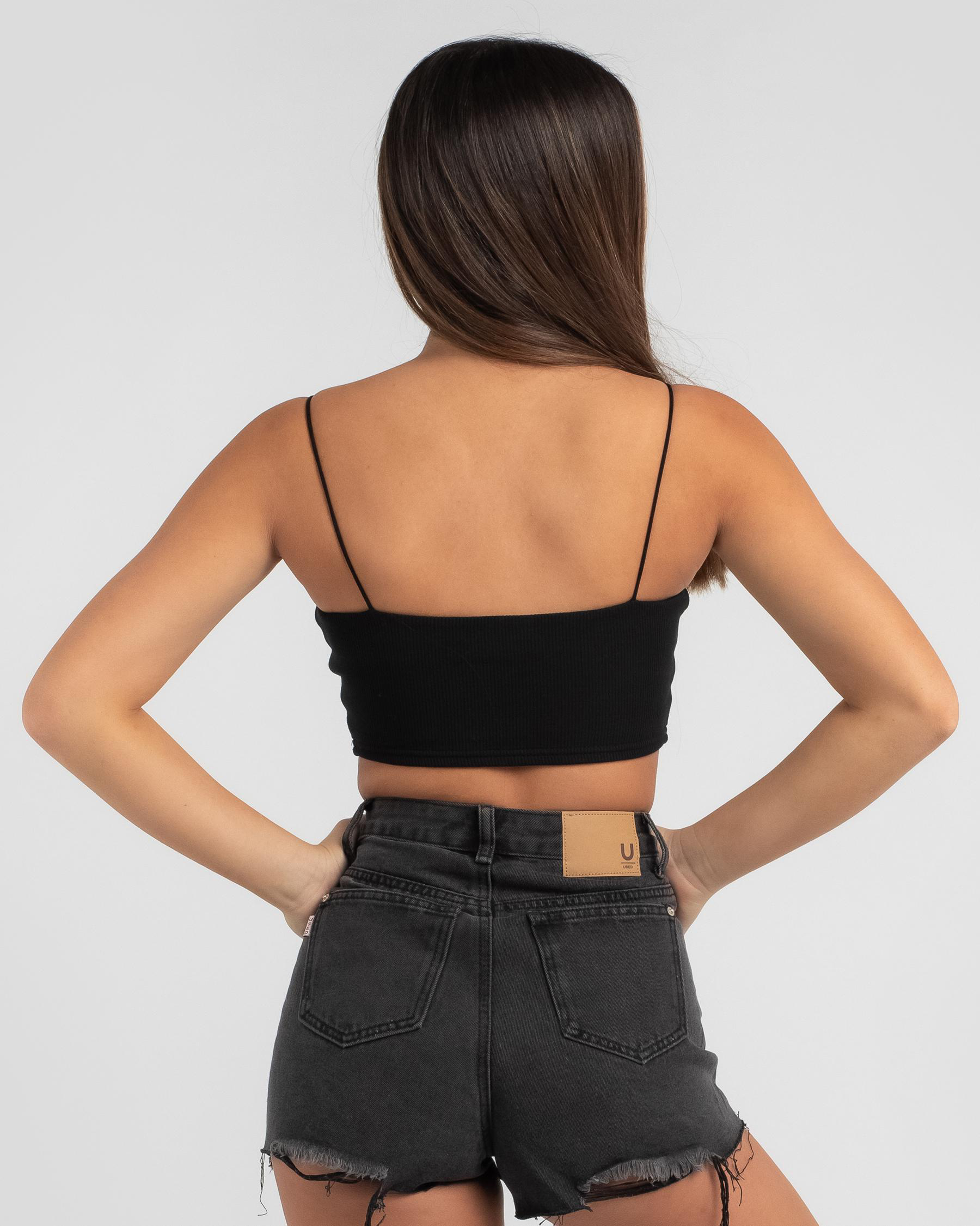 Shop Mooloola Moss Crop Top In Black - Fast Shipping & Easy Returns ...