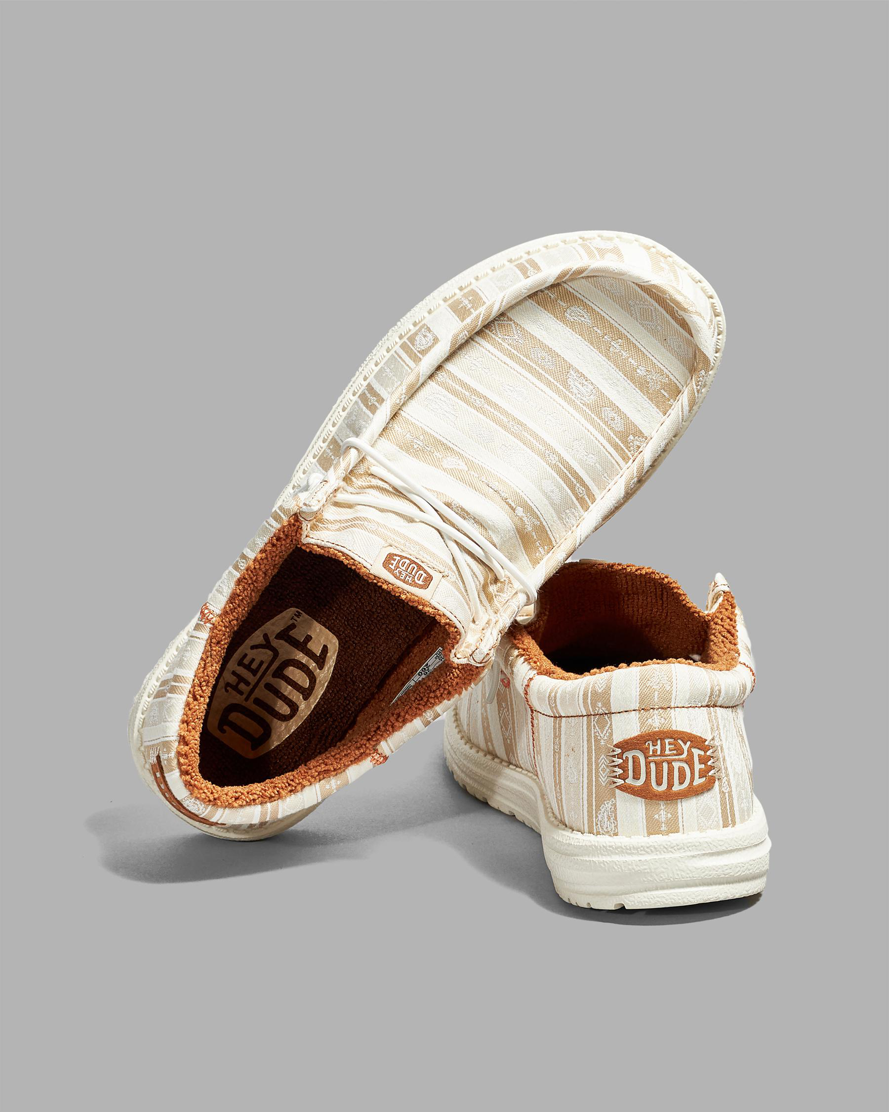 Shop HEYDUDE Wally Funk Surf Blanket Shoes In Khaki/cream - Fast ...