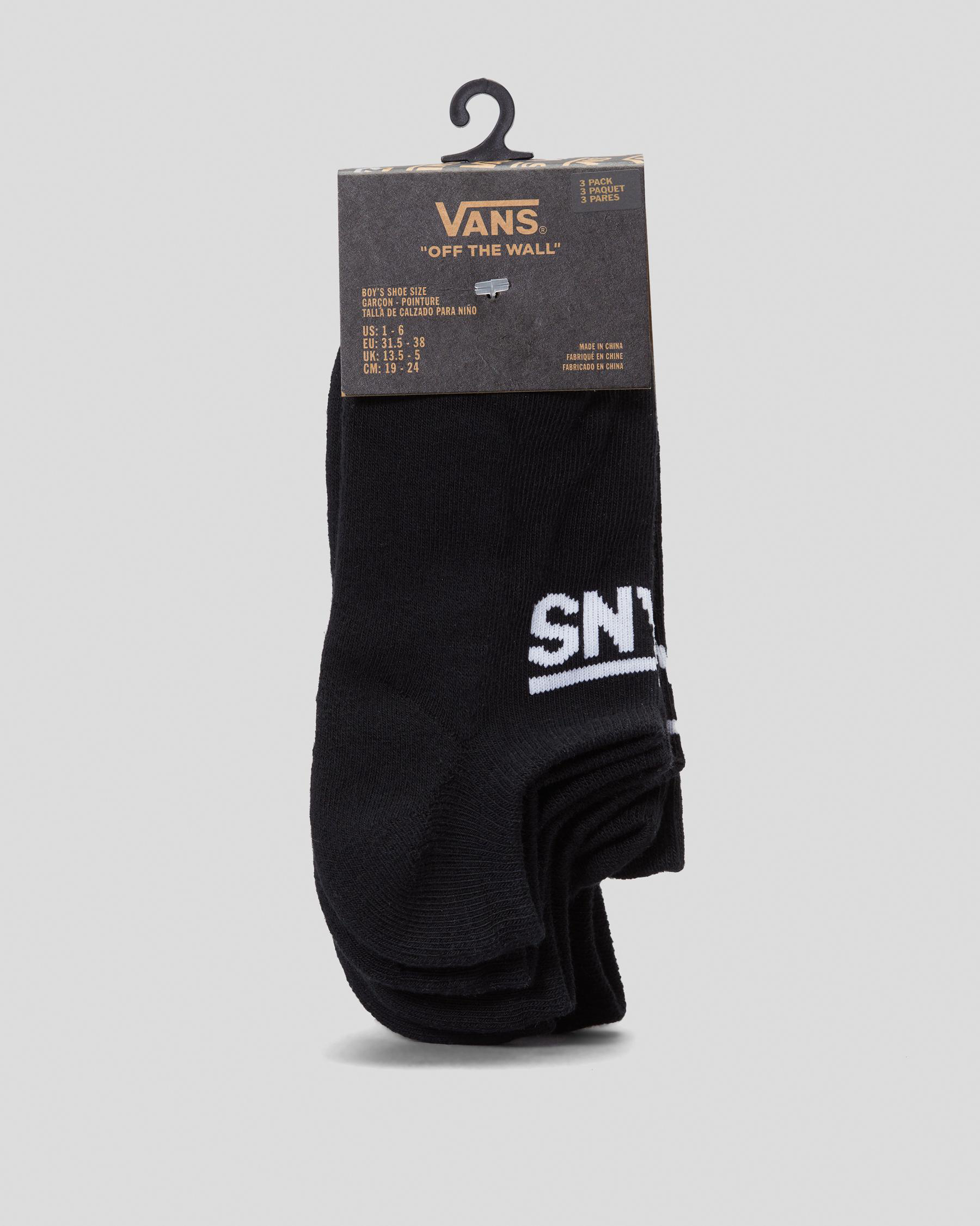Shop Vans Boys' Classic Kick Socks 3 Pack In Black - Fast Shipping ...