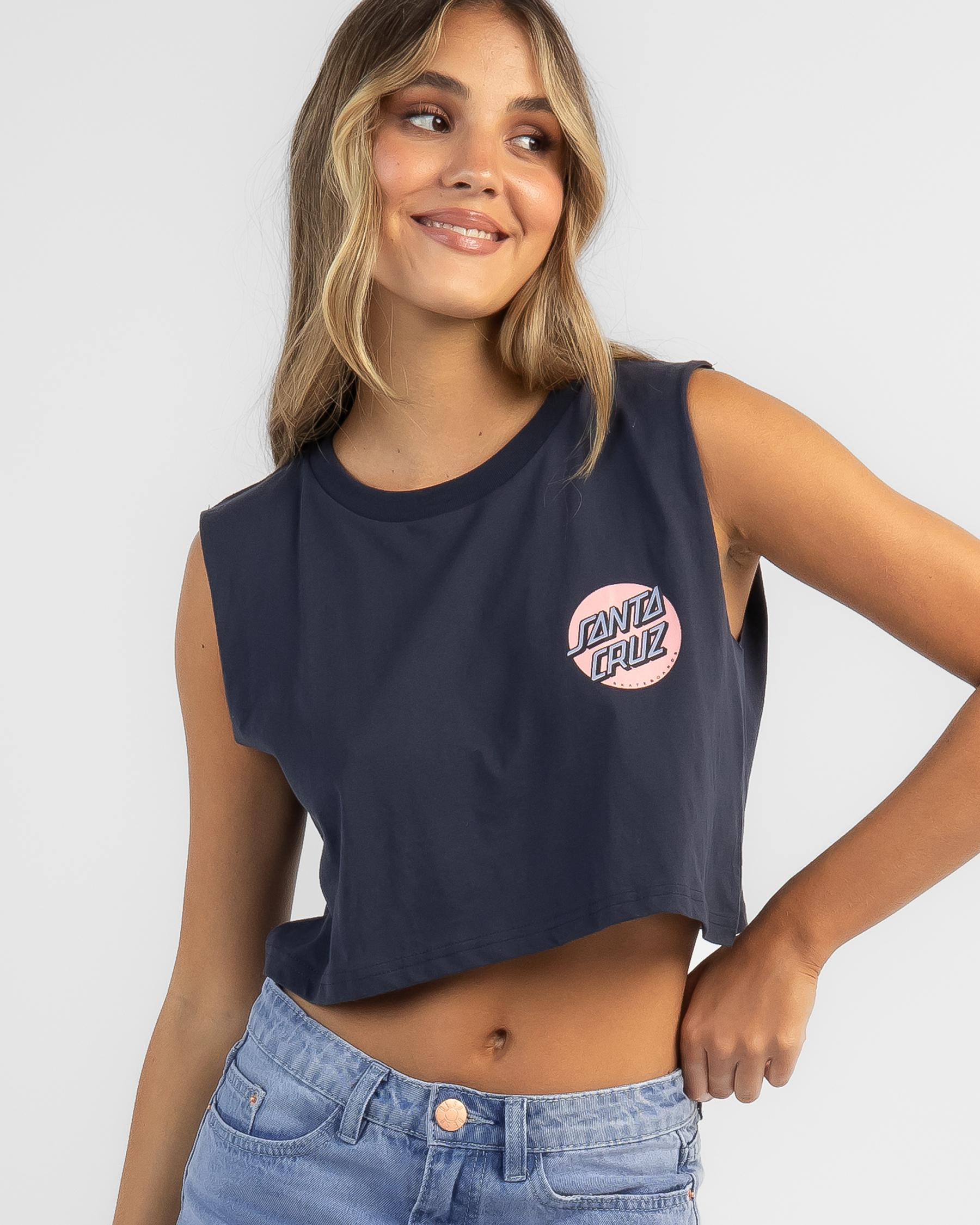 Shop Santa Cruz Other Dot Pop Tank Top In Navy - Fast Shipping & Easy ...
