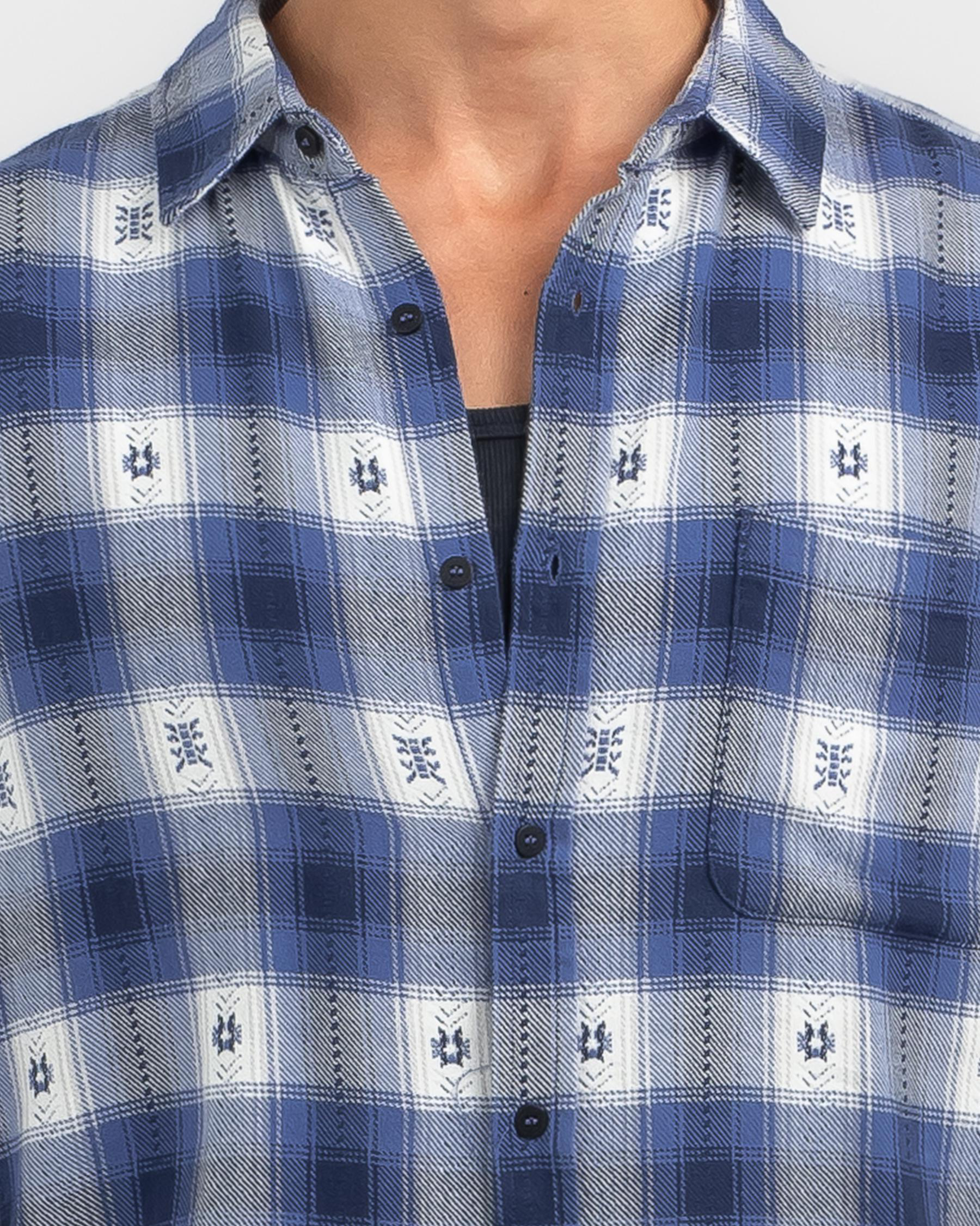 Shop Jacks Slinger Long Sleeve Flanno Shirt In Blue Check - Fast ...