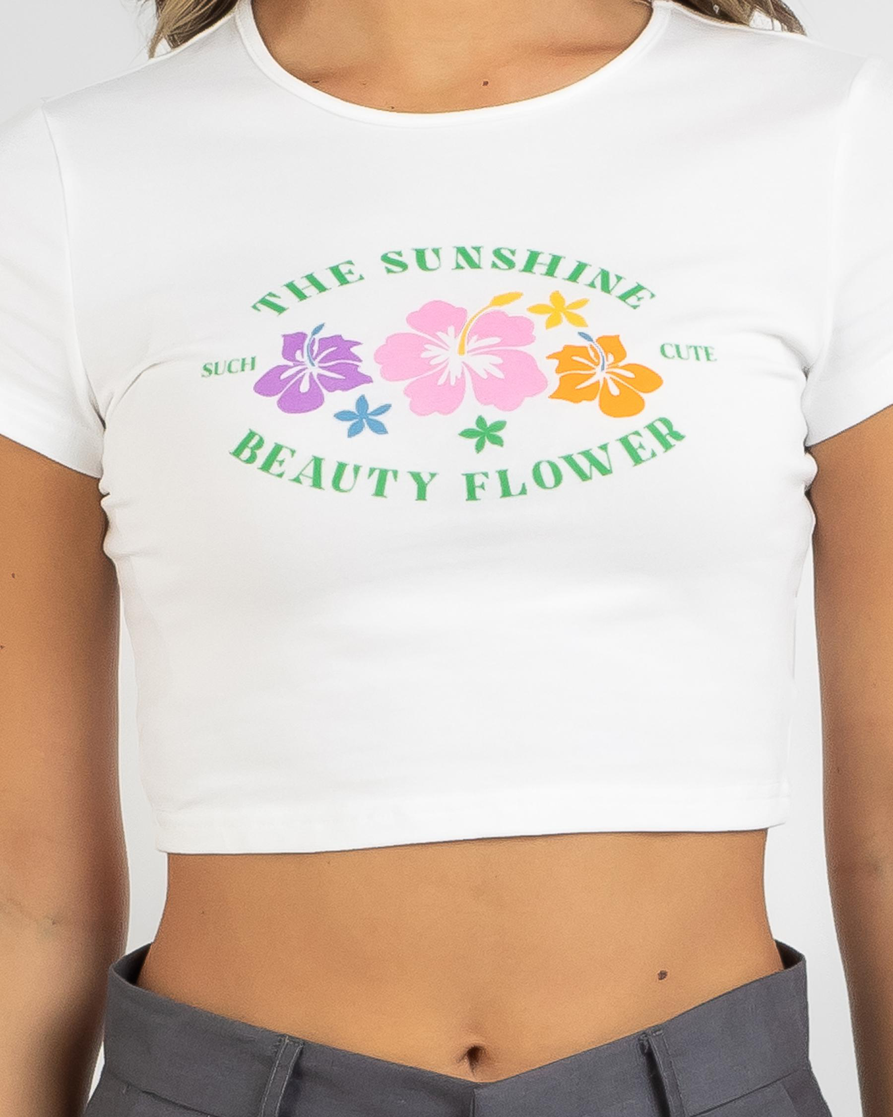 Shop Mooloola Bright Blooms Baby Tee In White - Fast Shipping & Easy ...