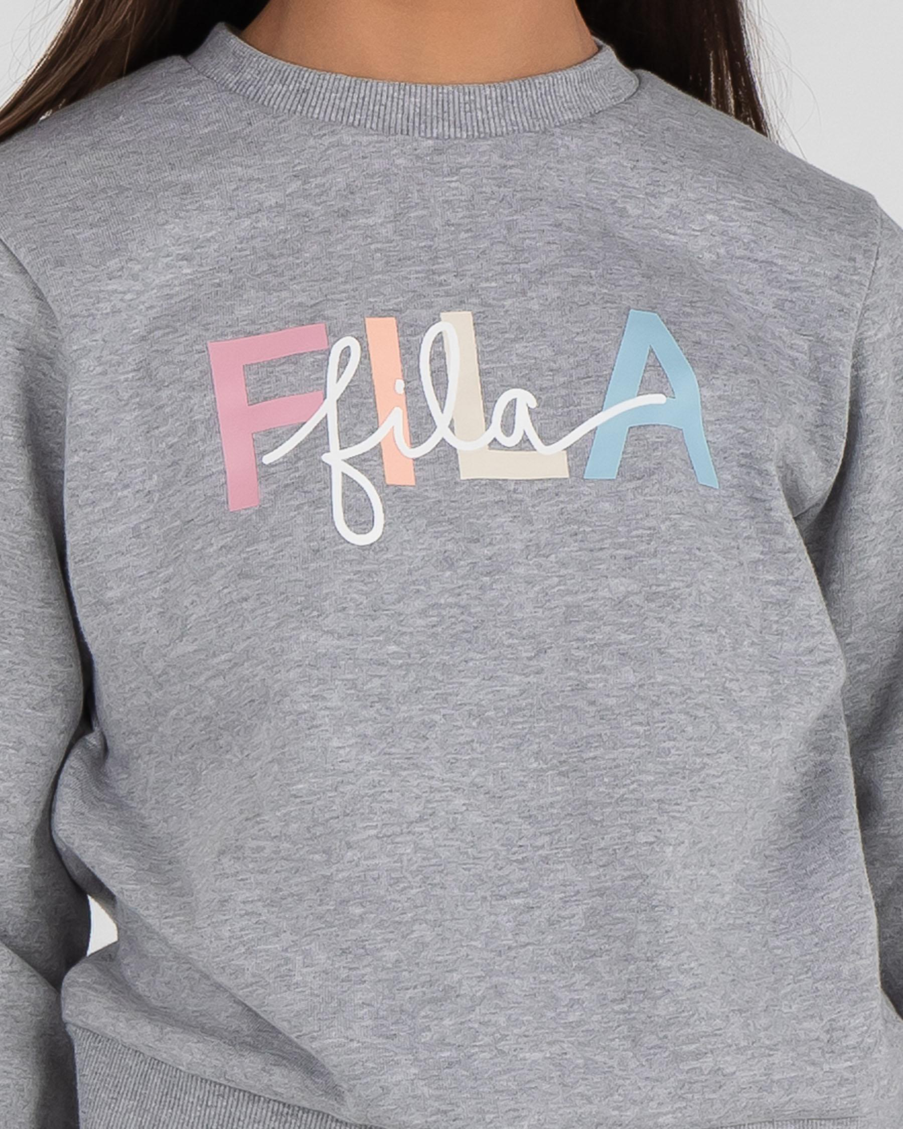 Shop Fila Girls' Candy Sweatshirt In Grey Marle - Fast Shipping & Easy ...