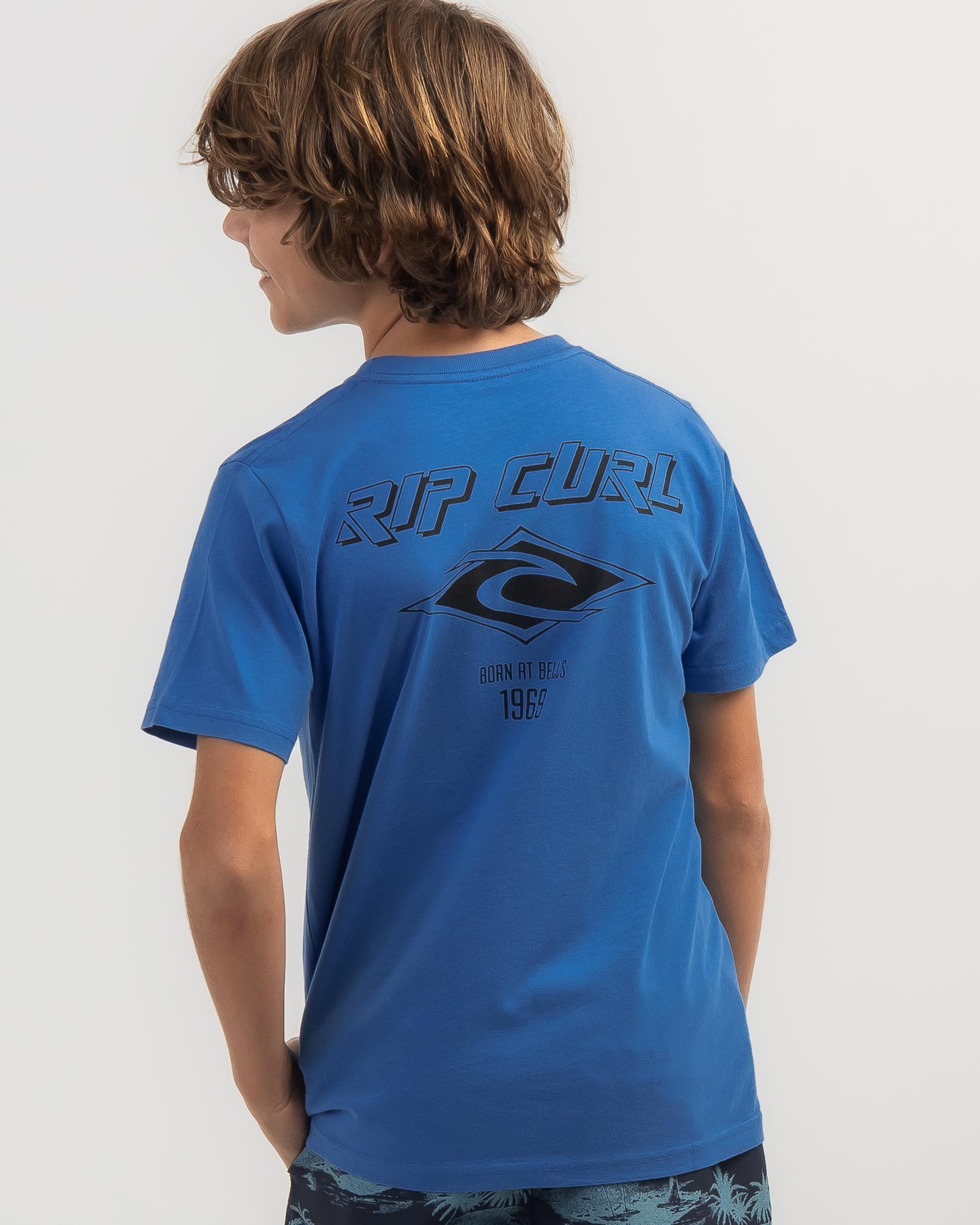 Shop Rip Curl Boys' Fadeout Icon T-Shirt In Cobalt Blue - Fast Shipping ...