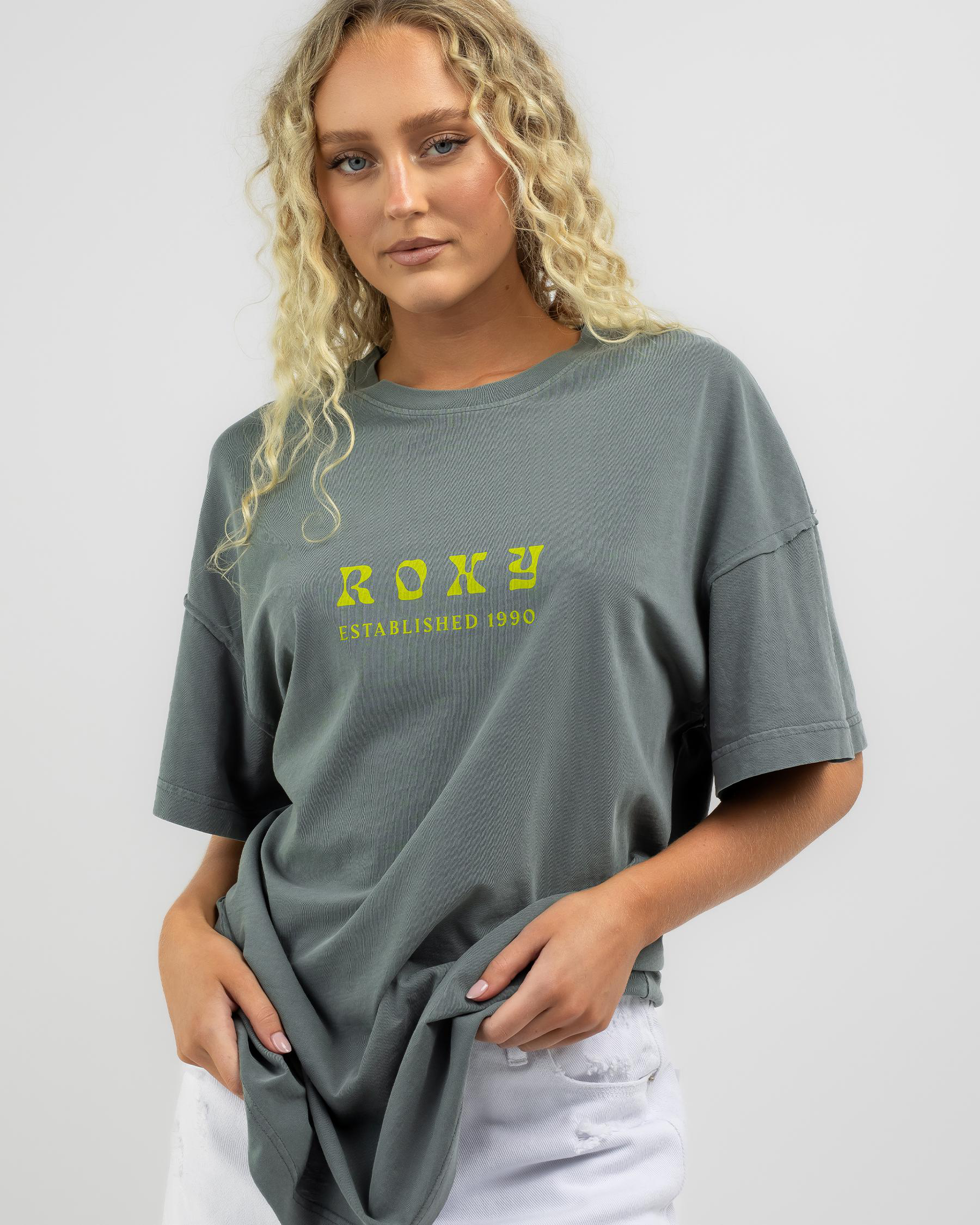 Shop Roxy Sweet Janis II T-Shirt In Agave Green - Fast Shipping & Easy ...