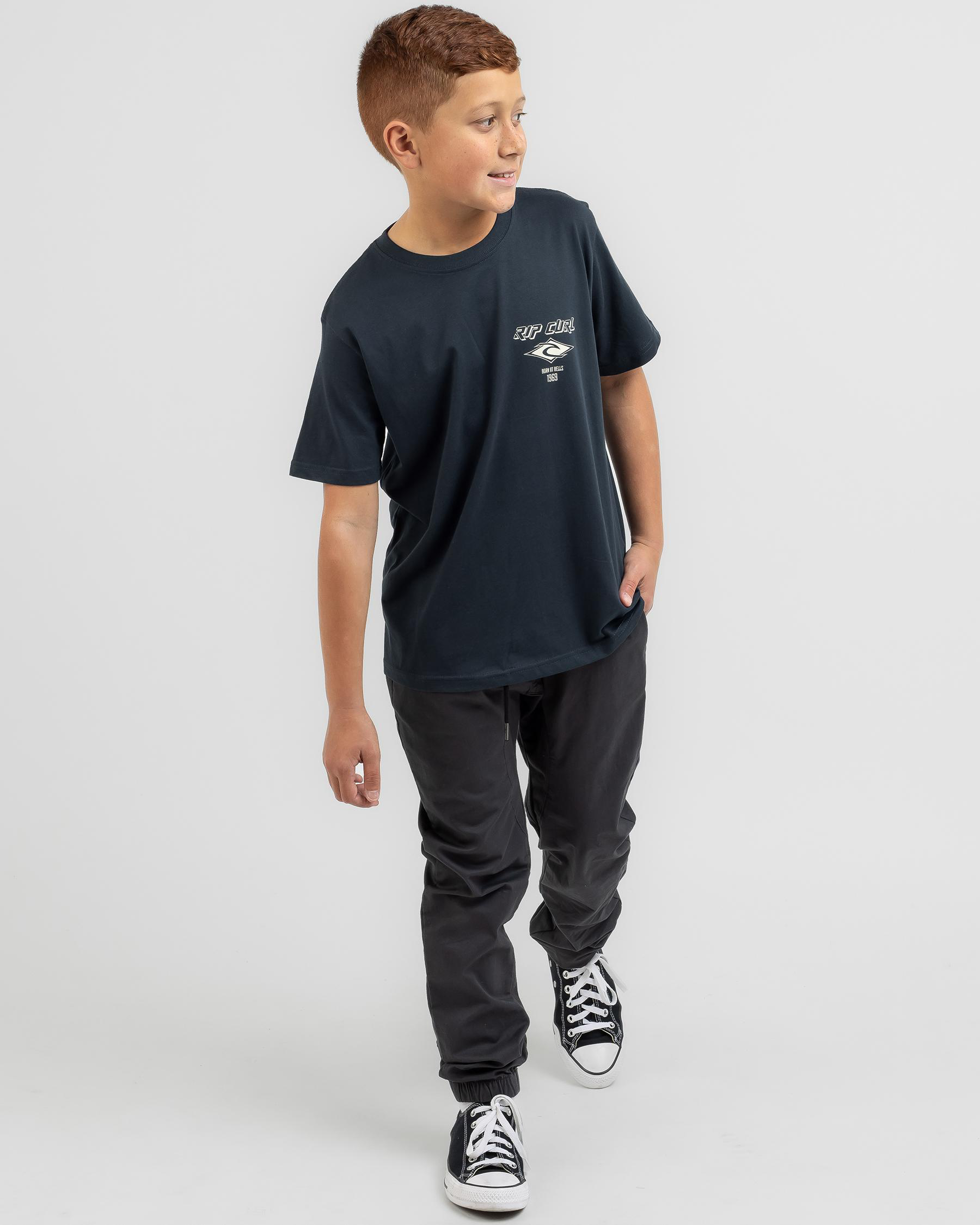 Shop Rip Curl Boys' Fade Out Icon T-Shirt In Dark Navy - Fast Shipping ...