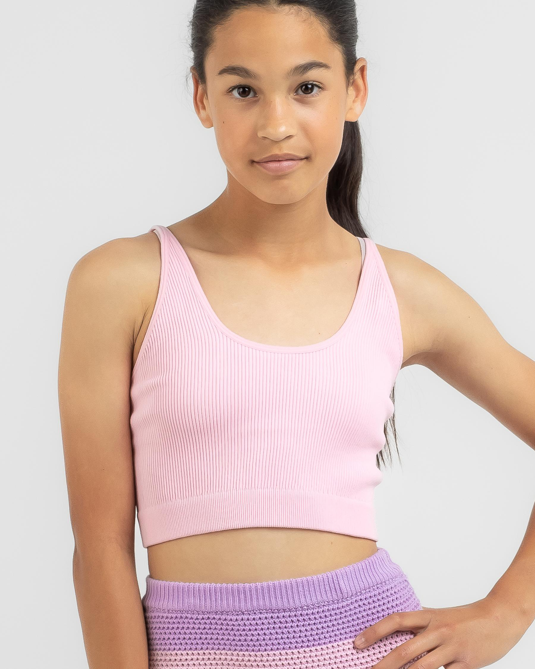 Shop Mooloola Girls' Mickey Seamfree Crop Top In Light Pink - Fast ...