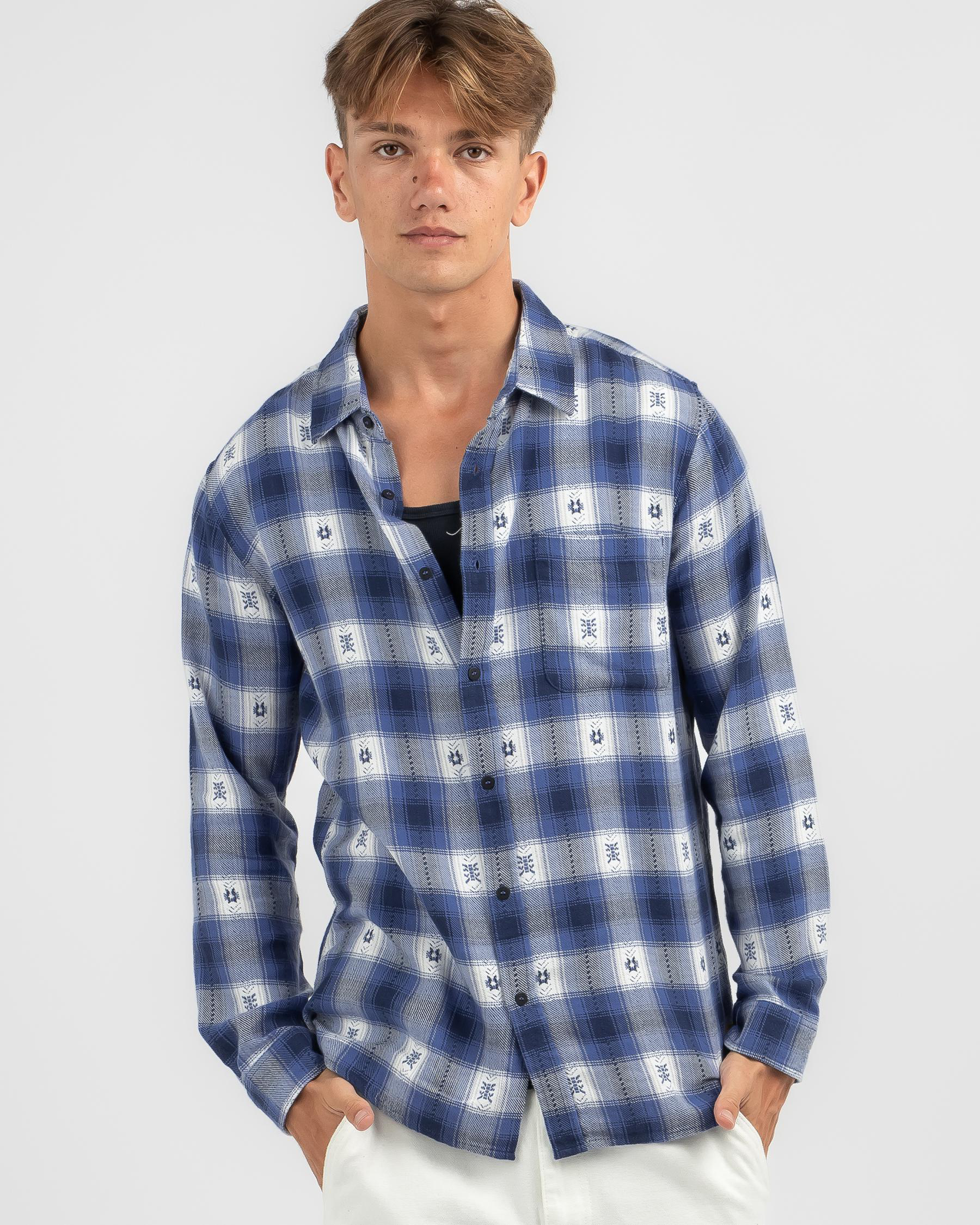 Shop Jacks Slinger Long Sleeve Flanno Shirt In Blue Check - Fast ...