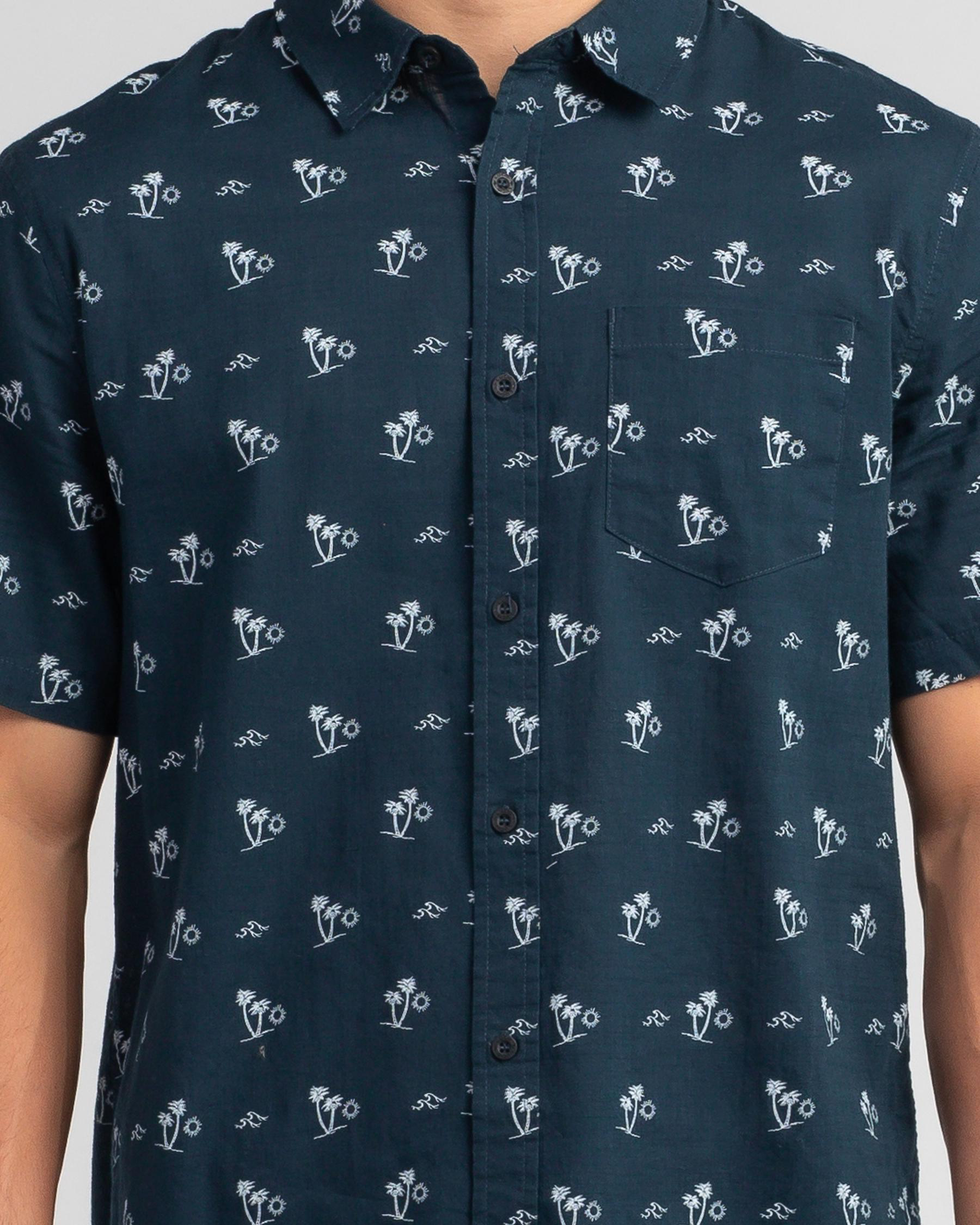 Shop Lucid Stranded Short Sleeve Shirt In Navy - Fast Shipping & Easy ...