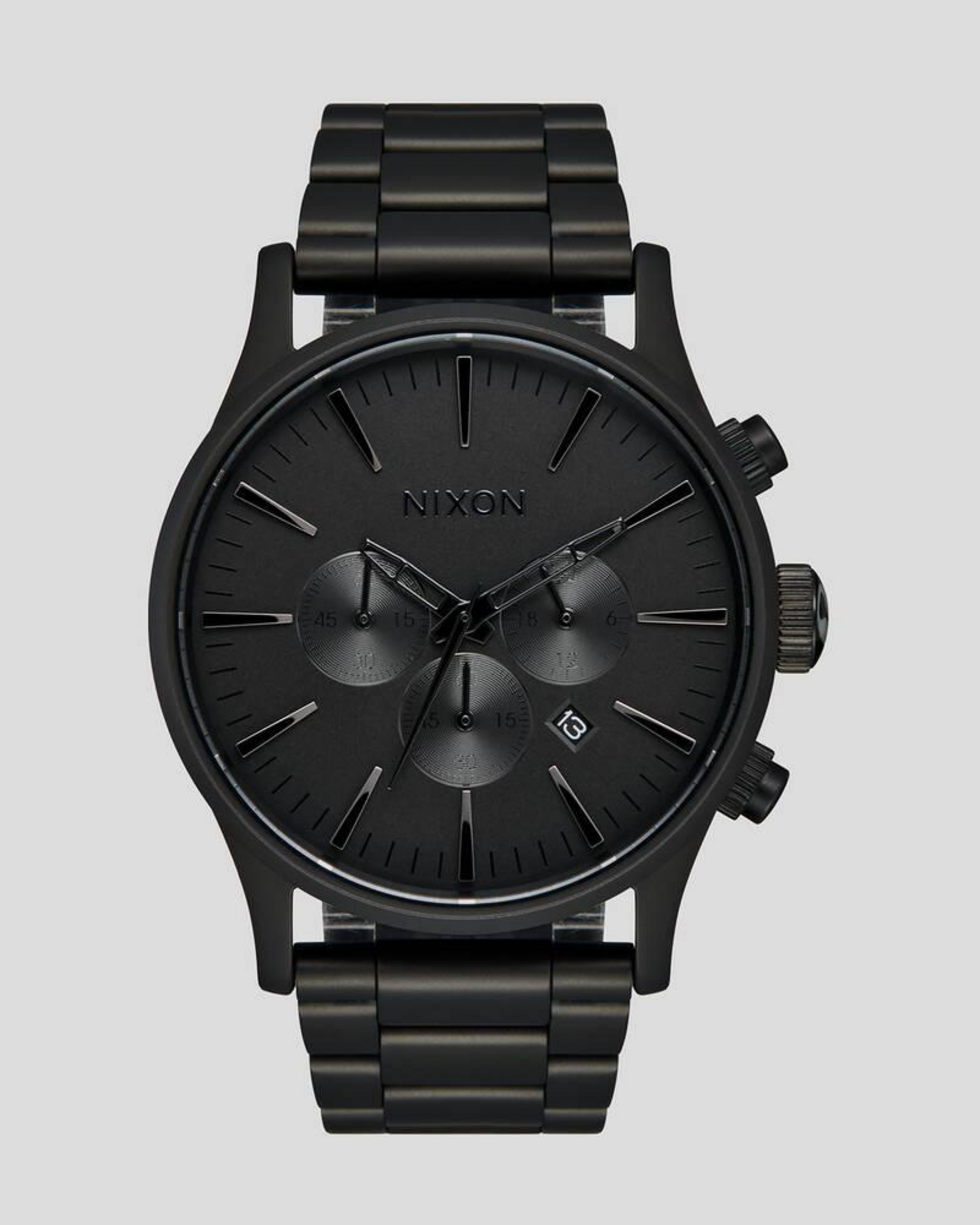 Shop Nixon Sentry Chrono Watch In Mt Blk/ Blk - Fast Shipping & Easy ...