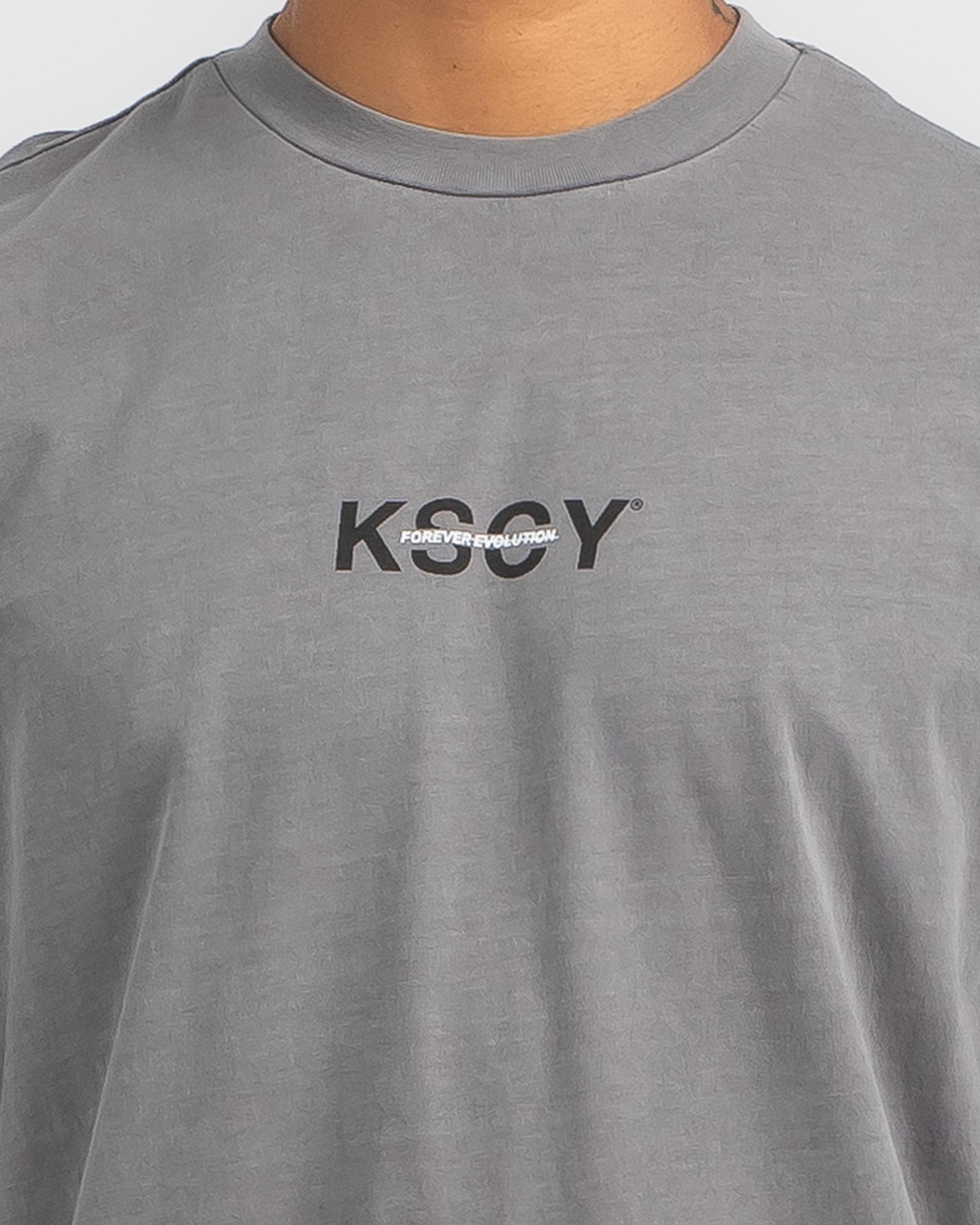 Shop Kiss Chacey Tustin Dual Curved T-Shirt In Pigment Frost Grey ...