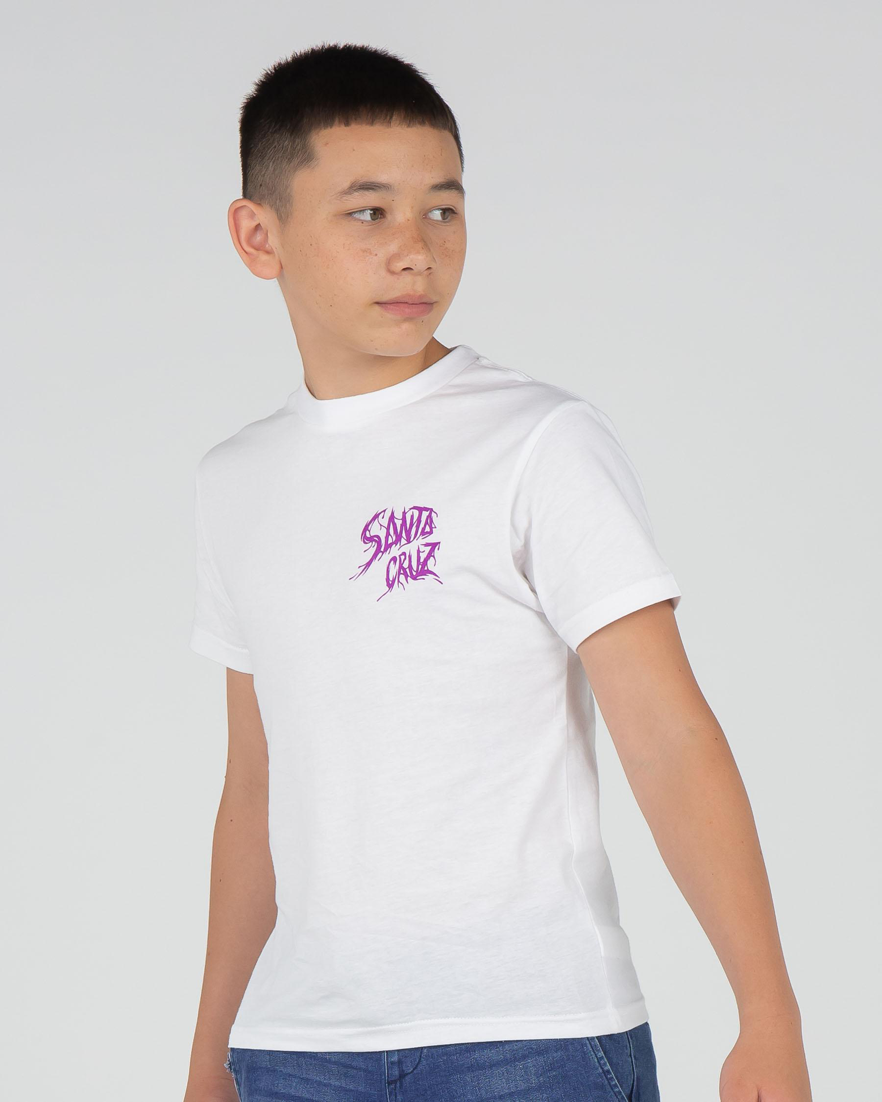 Shop Santa Cruz Boys' Wolf Slasher T-Shirt In White - Fast Shipping ...