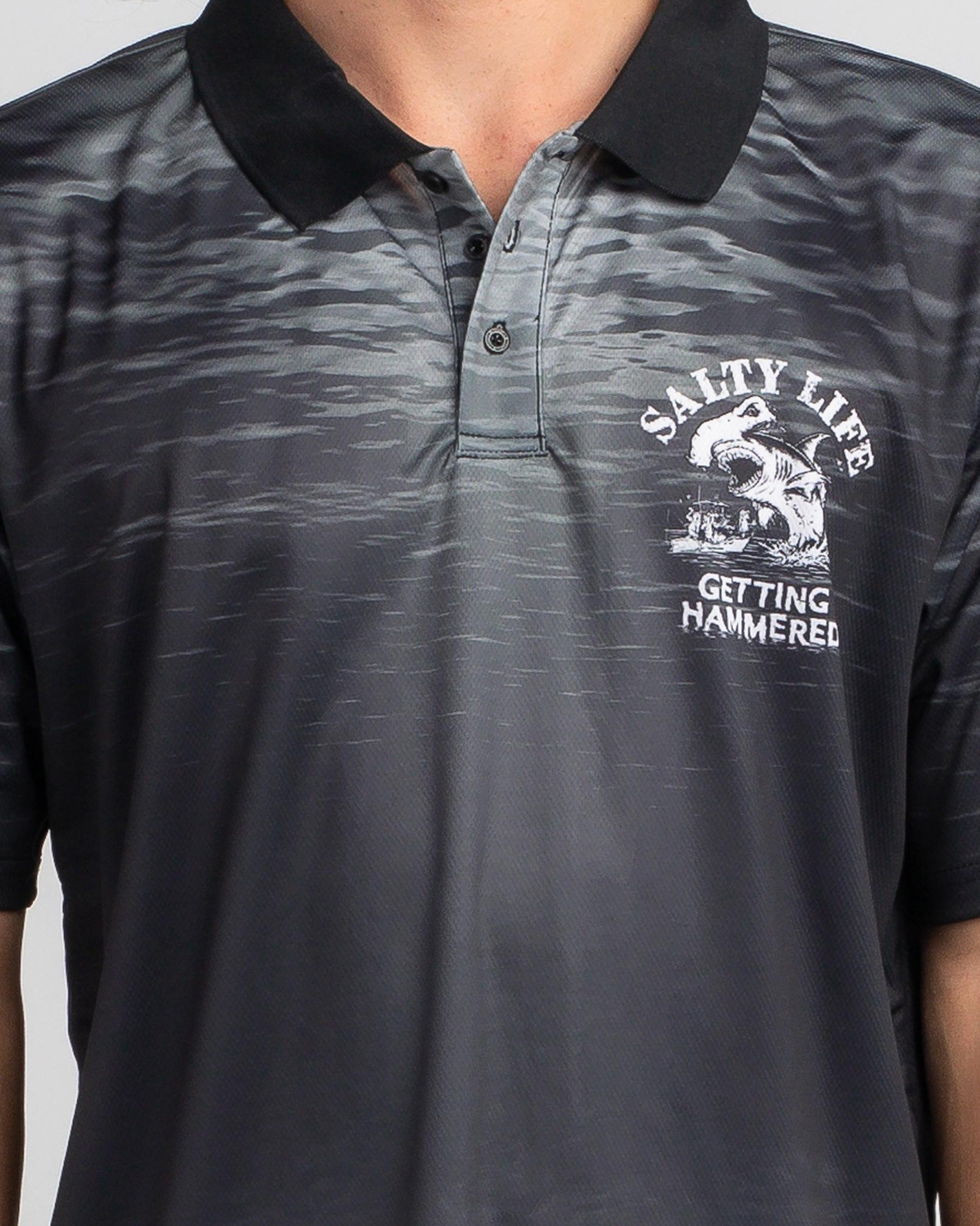 Salty Life Hammered Polo Shirt In Black - FREE* Shipping & Easy Returns ...