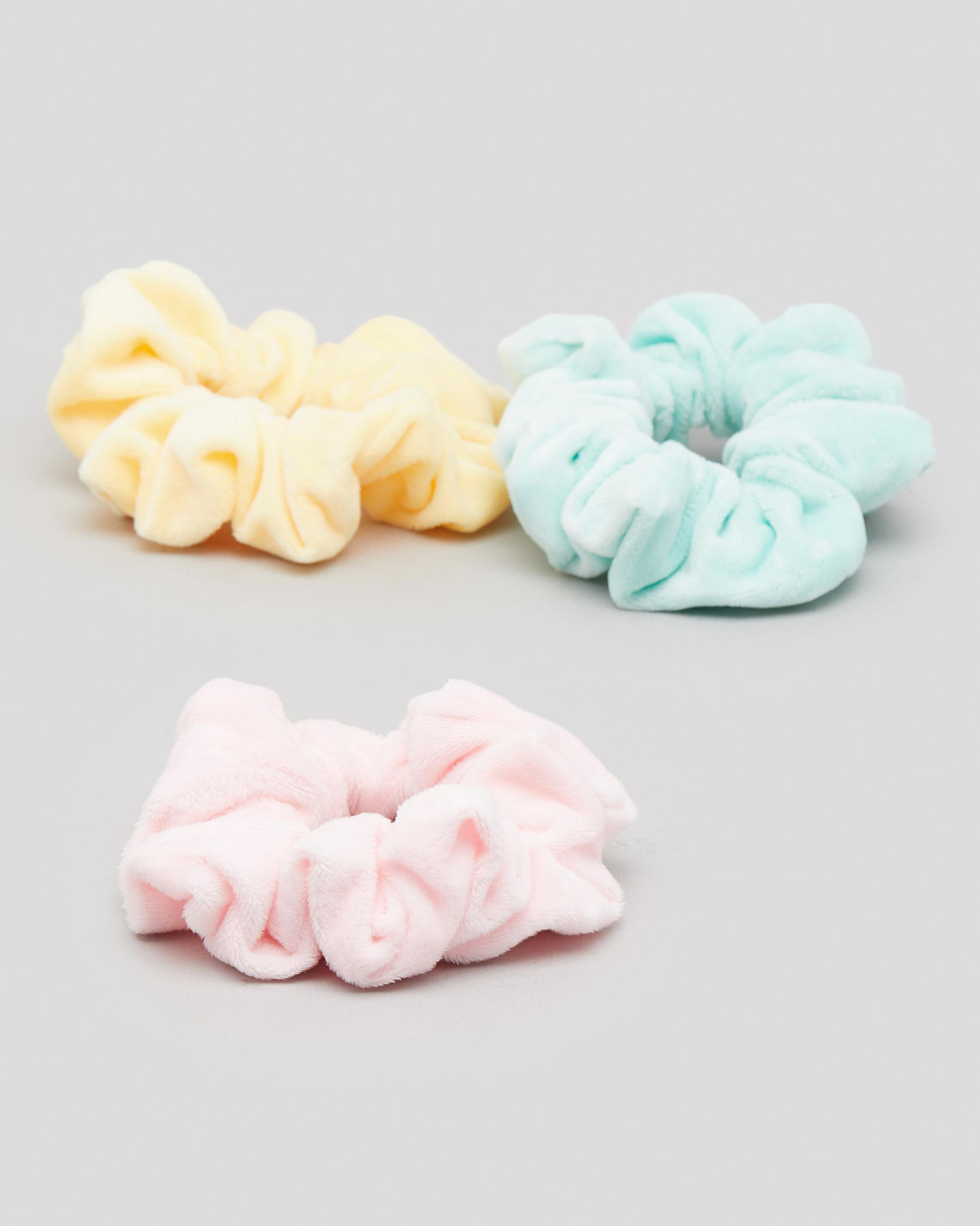 Shop Karyn In LA Velvet Scrunchie Pack In Mint/butter/pink - Fast ...