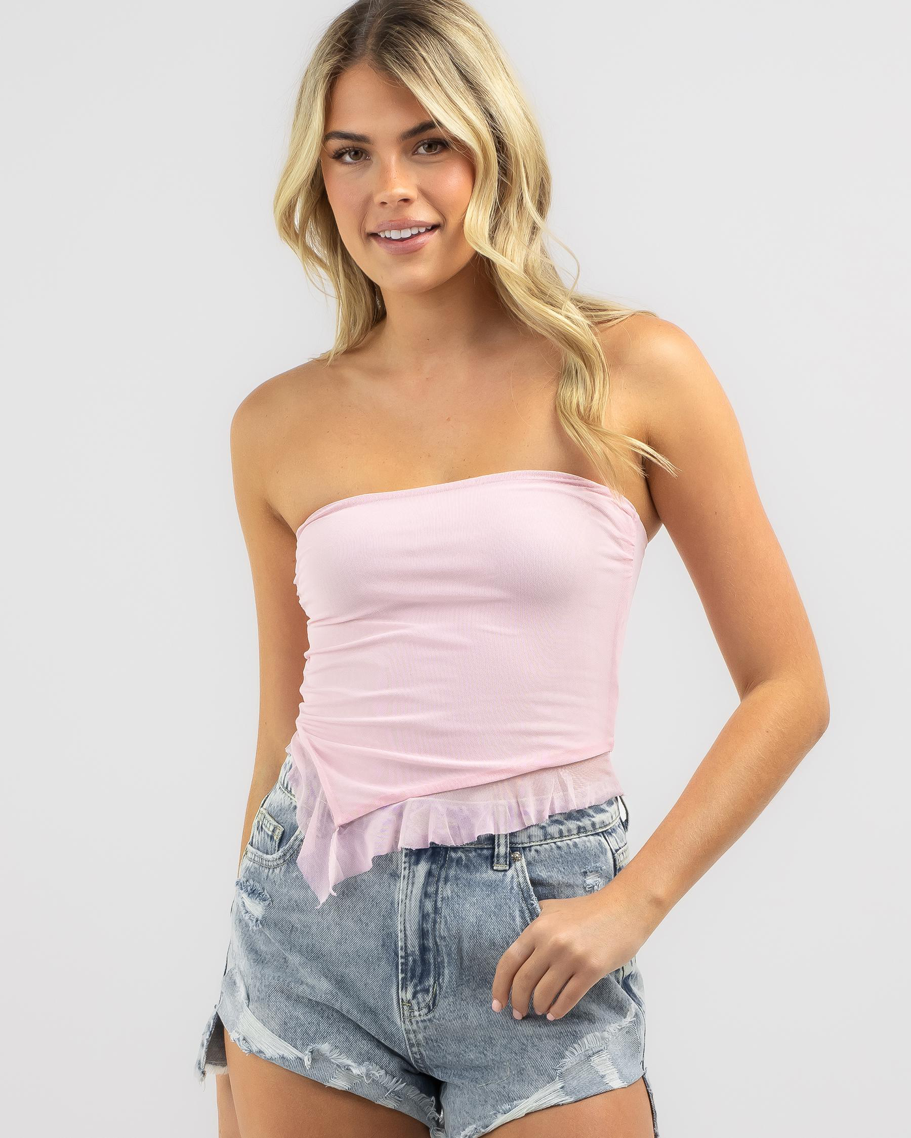 Shop Ava And Ever Troy Mesh Tube Top In Baby Pink - Fast Shipping ...