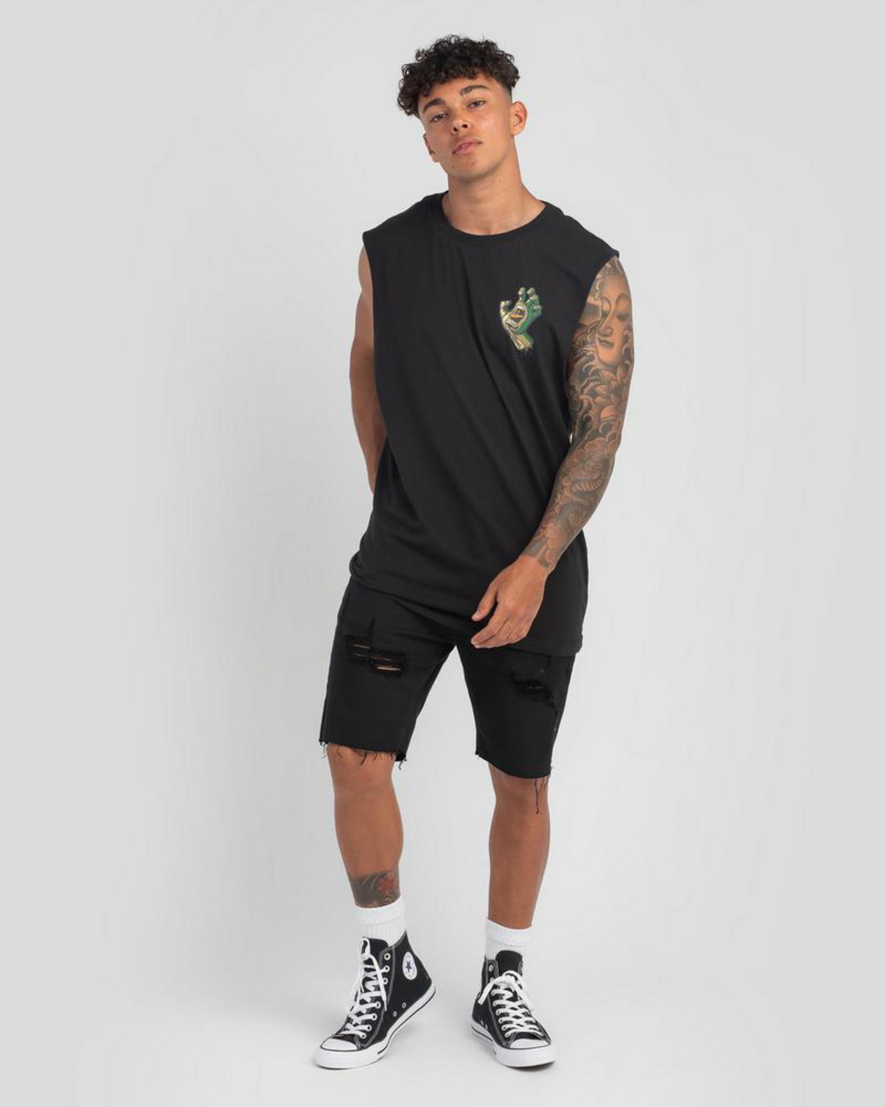 Shop Santa Cruz Camo Hope Hand Muscle Tank In Black - Fast Shipping ...