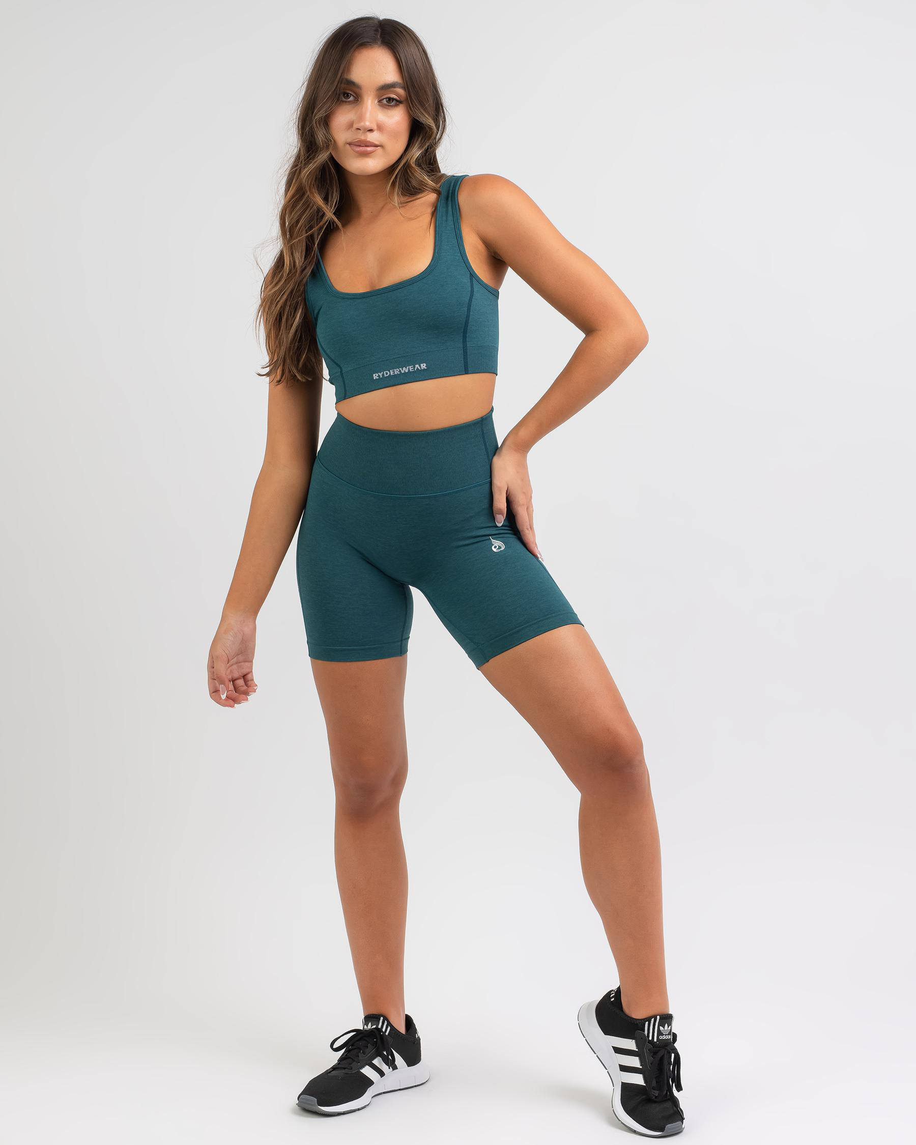 Shop Ryderwear Enhance Seamless Bike Shorts In Teal - Fast Shipping ...