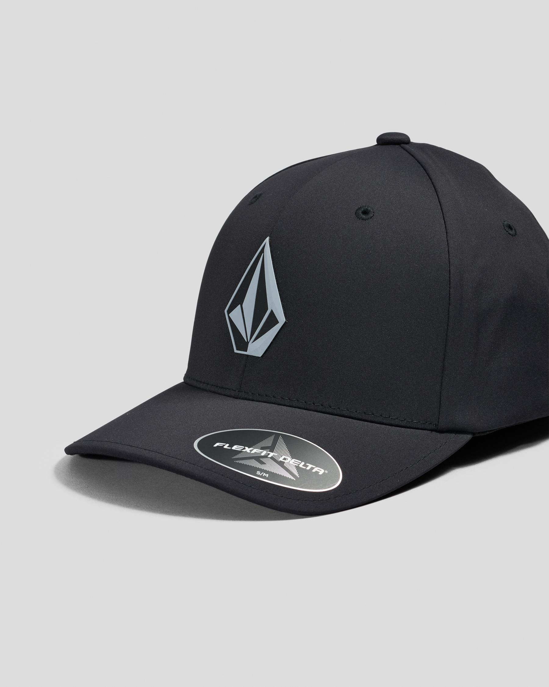 Shop Volcom Stone Tech Flexfit Delta Cap In Black - Fast Shipping ...