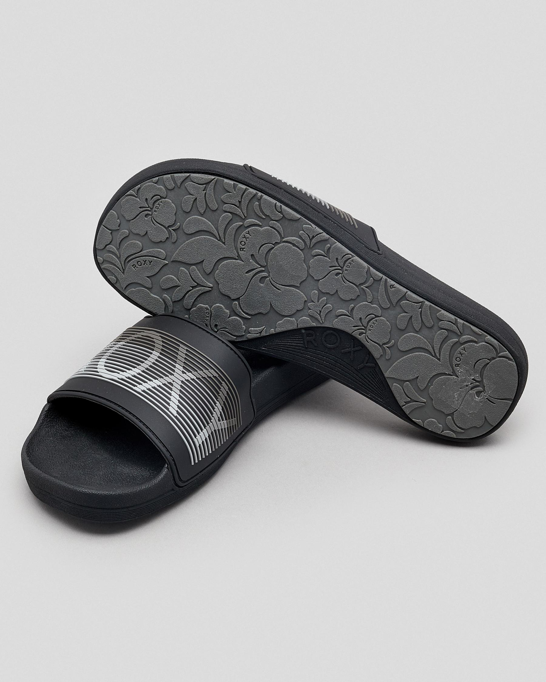Shop Roxy Slippy Slides In Black - Fast Shipping & Easy Returns - City ...