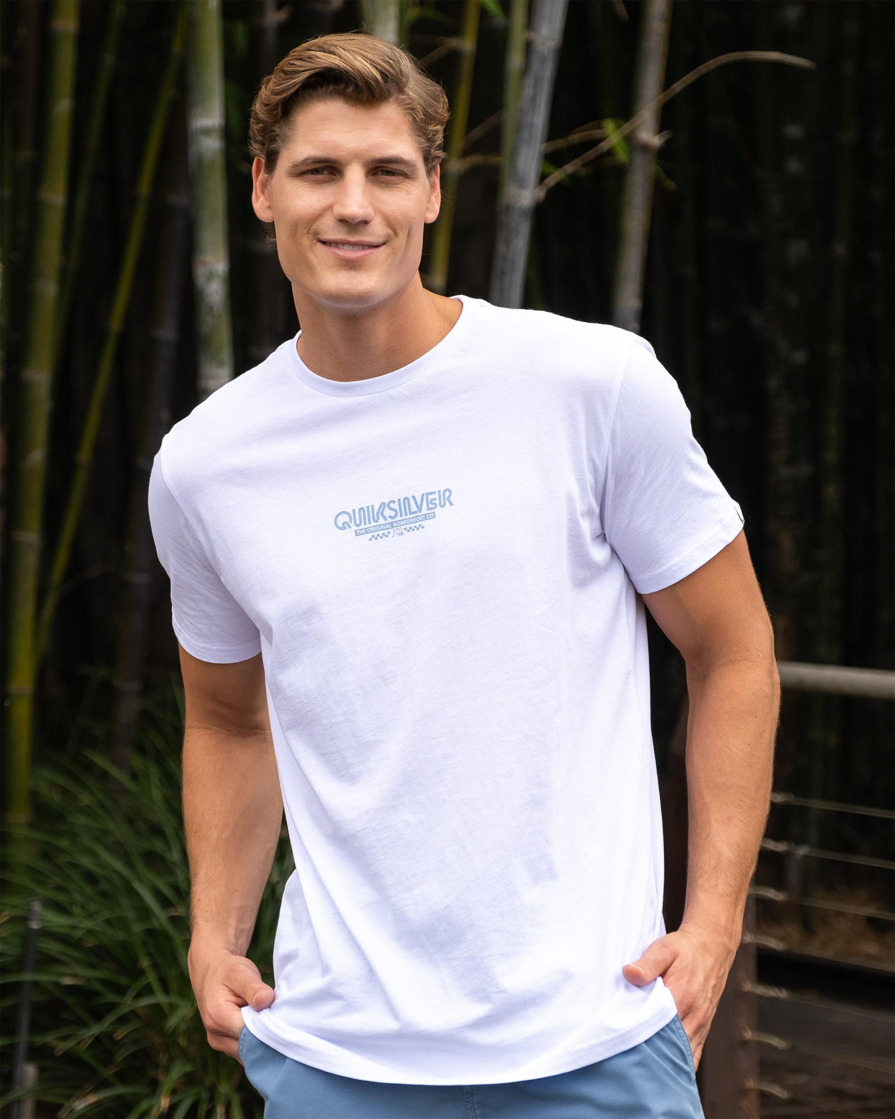 Shop Quiksilver Omni Check T-Shirt In White - Fast Shipping & Easy ...