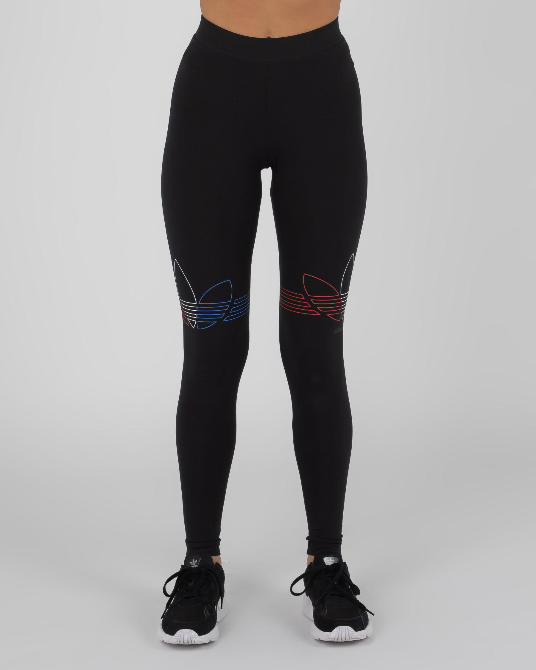 Shop adidas Tri Colour Trefoil Leggings In Black - Fast Shipping & Easy ...