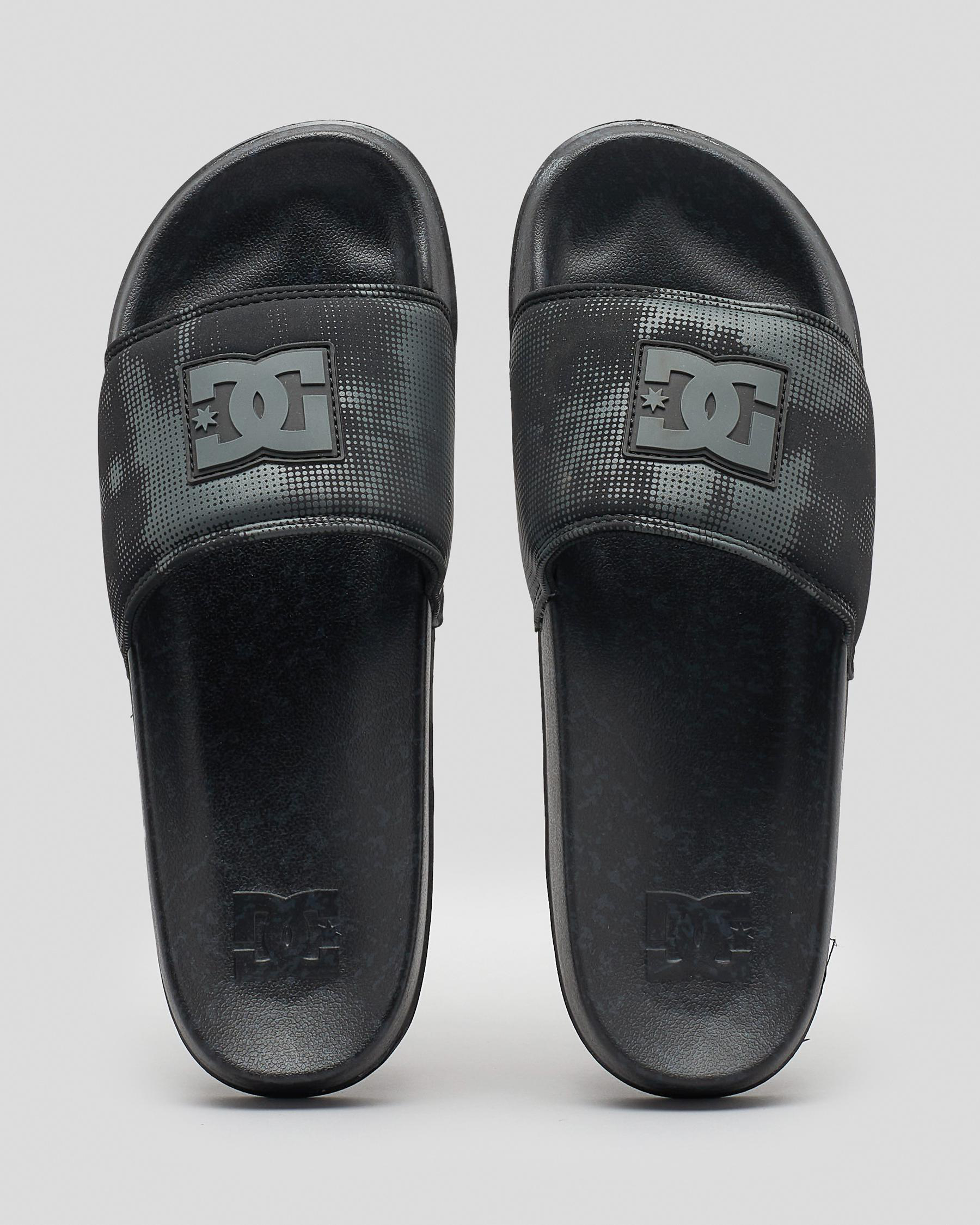 Shop DC Shoes DC Slides In Black/grey/black - Fast Shipping & Easy ...