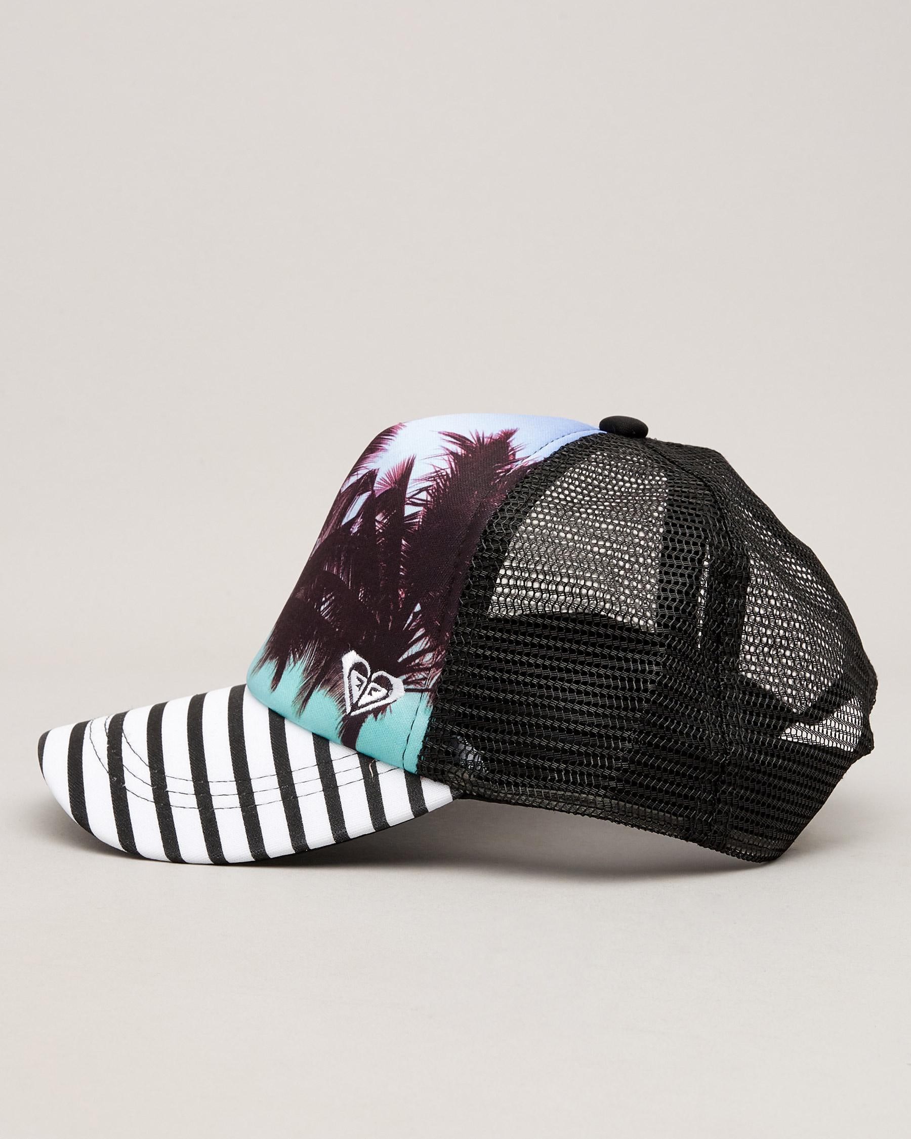 Shop Roxy Girls' Sunset Skies Trucker Cap In True Black - Fast Shipping ...