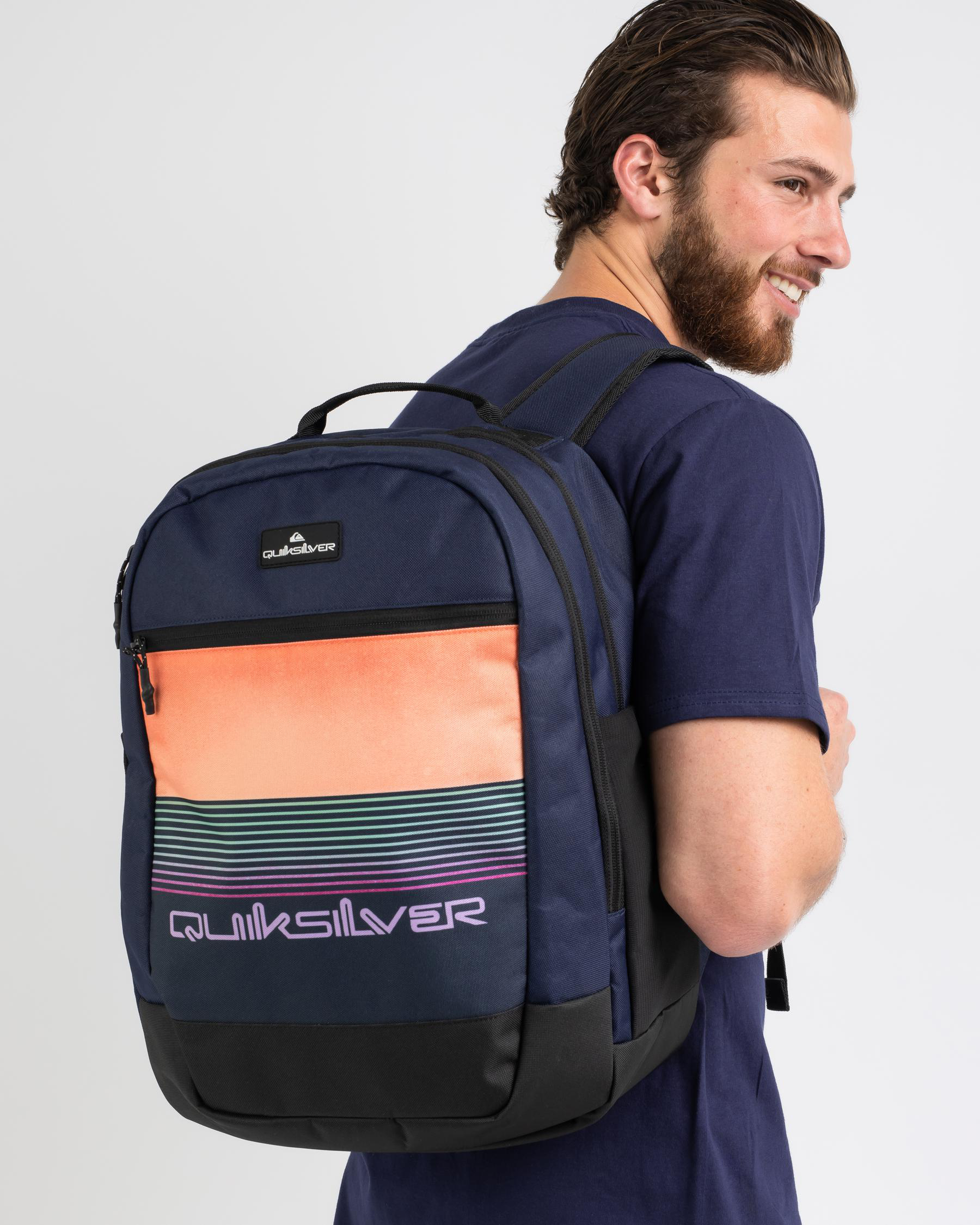 Shop Quiksilver Schoolie Backpack In Fiery Coral - Fast Shipping & Easy ...
