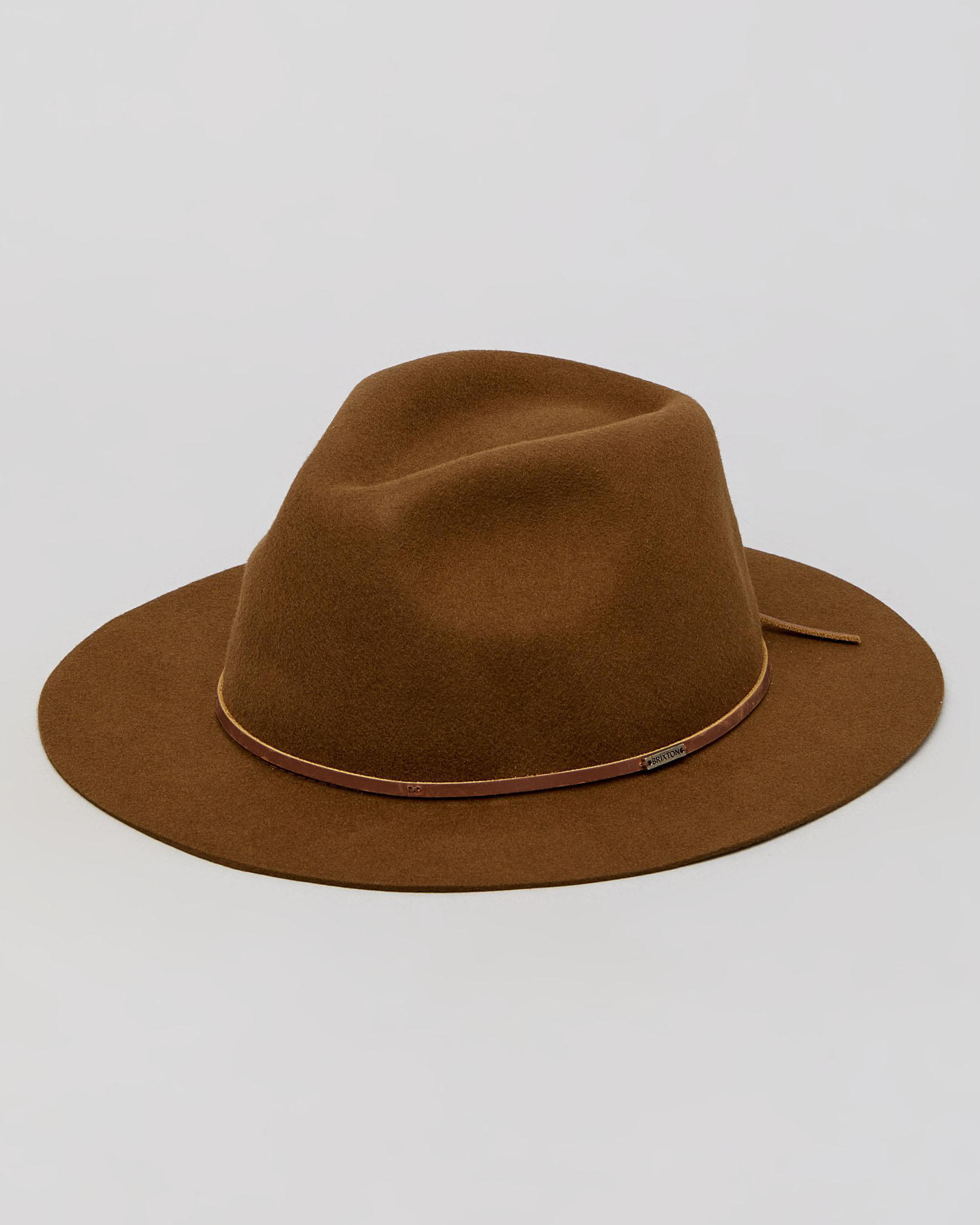 Shop Brixton Wesley Packable Fedora In Coffee - Fast Shipping & Easy ...