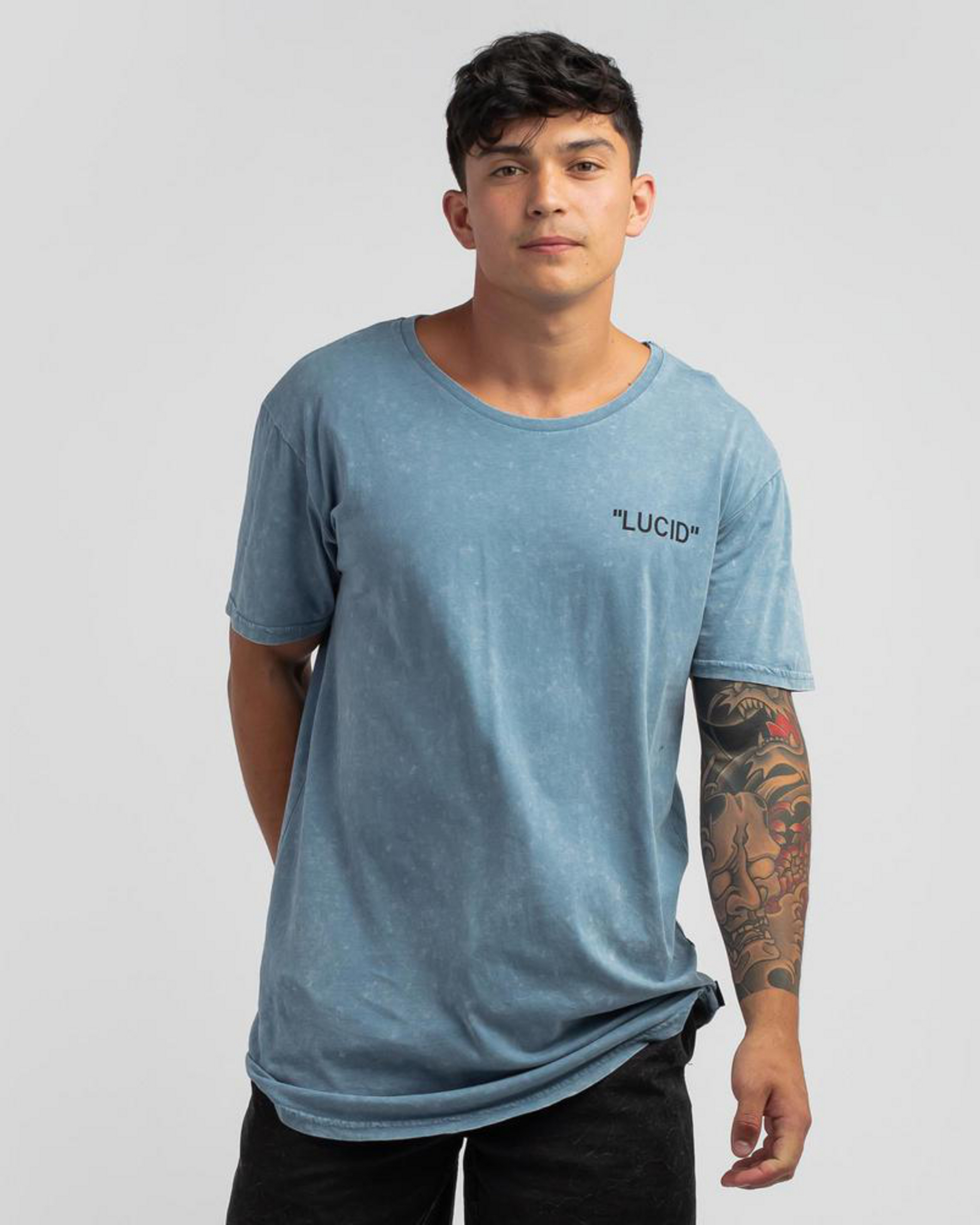 Shop Lucid Discovery T-Shirt In Slate Blue Acid - Fast Shipping & Easy ...