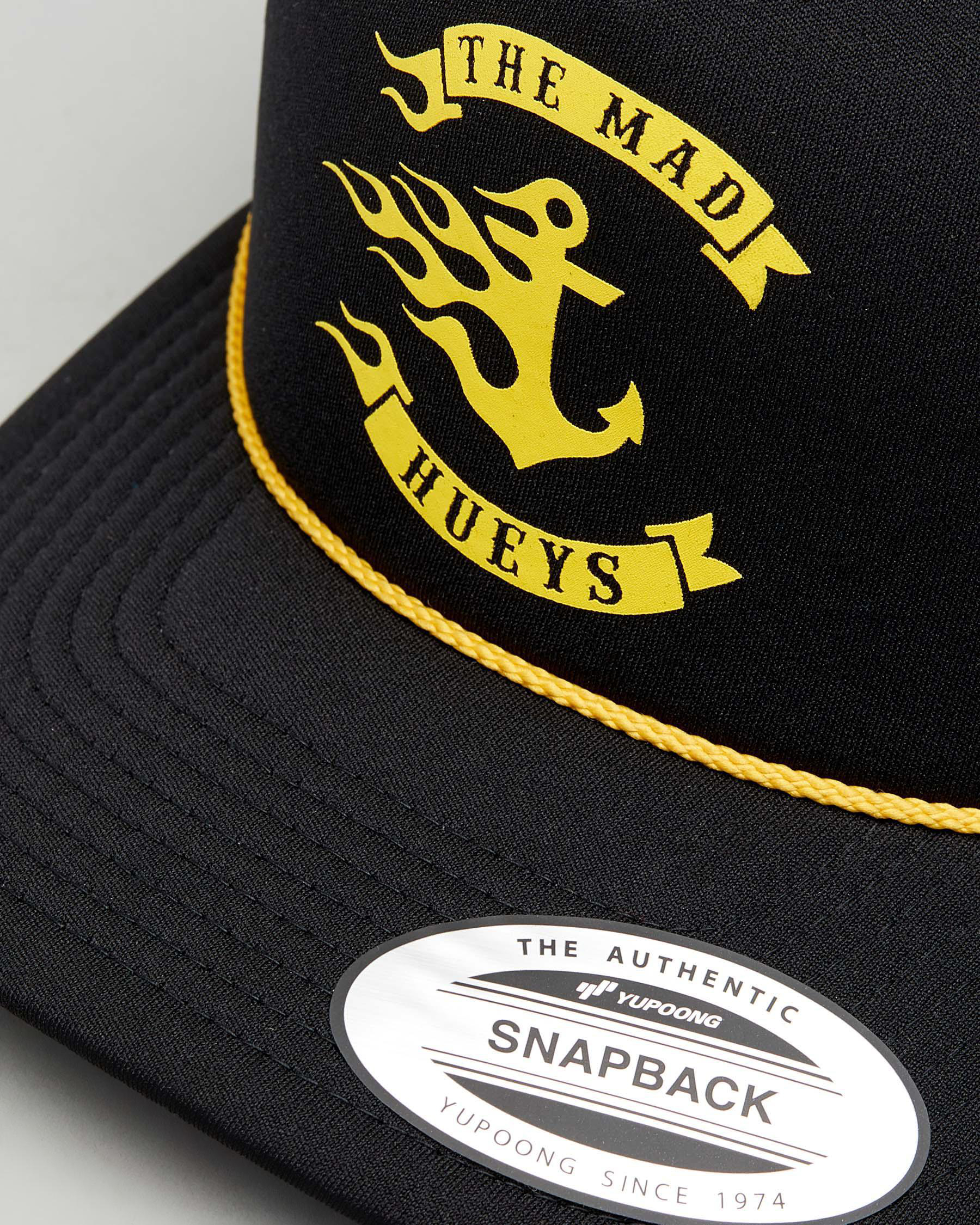 Shop The Mad Hueys Flamin Anchor Trucker Cap In Black - Fast Shipping ...