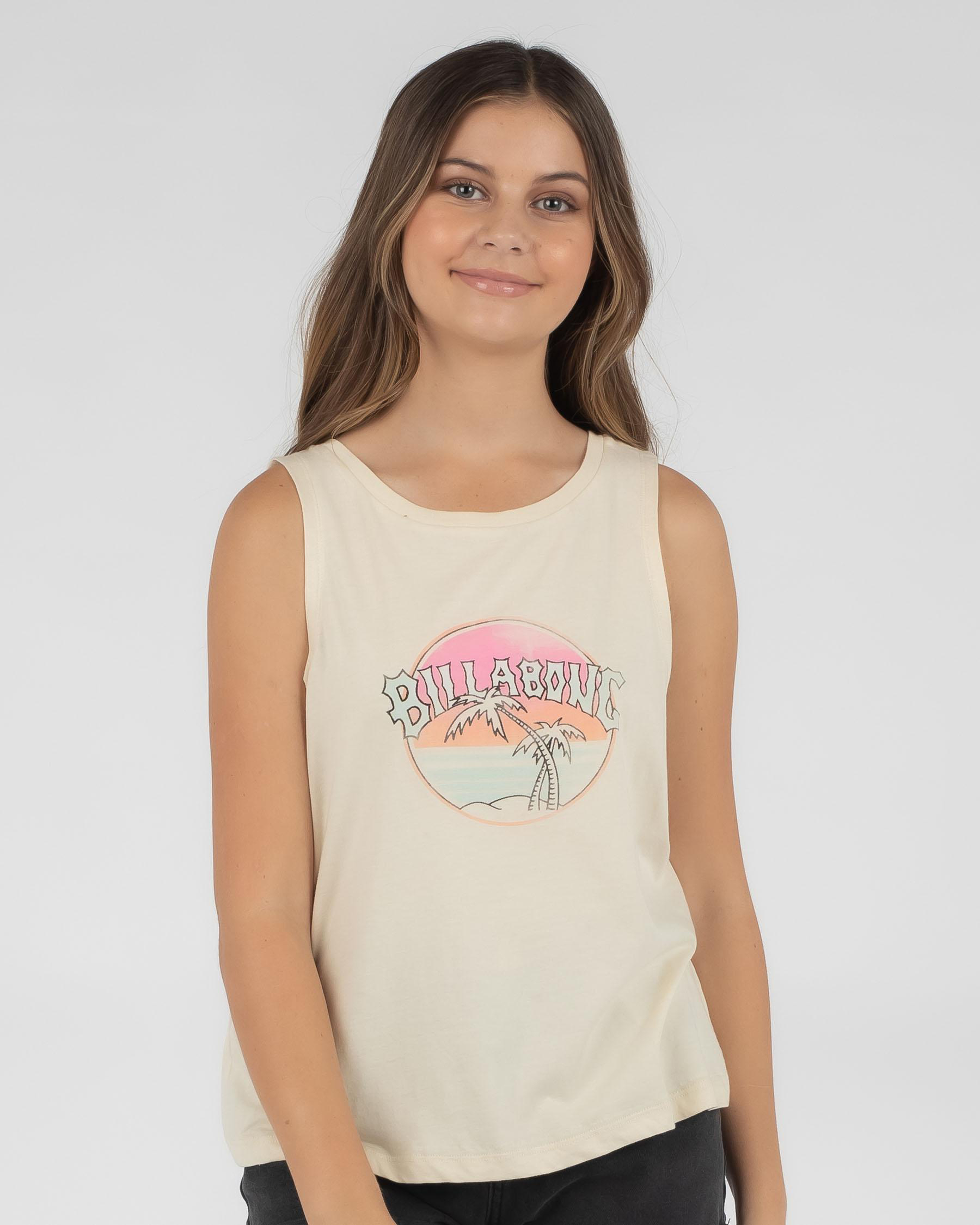 Shop Billabong Girls' Sun Faded Tank Top In Whitecap - Fast Shipping ...