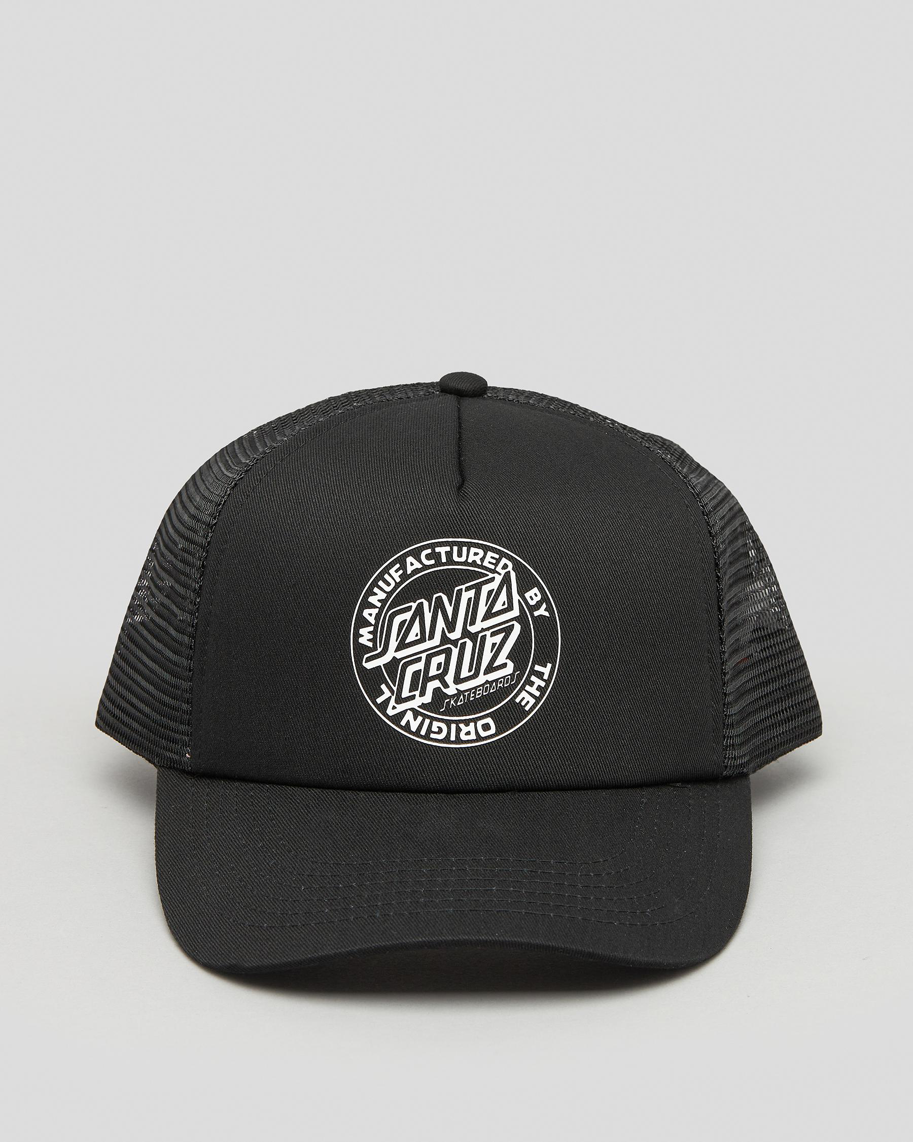 Shop Santa Cruz MFG Dot Trucker Cap In Black - Fast Shipping & Easy ...