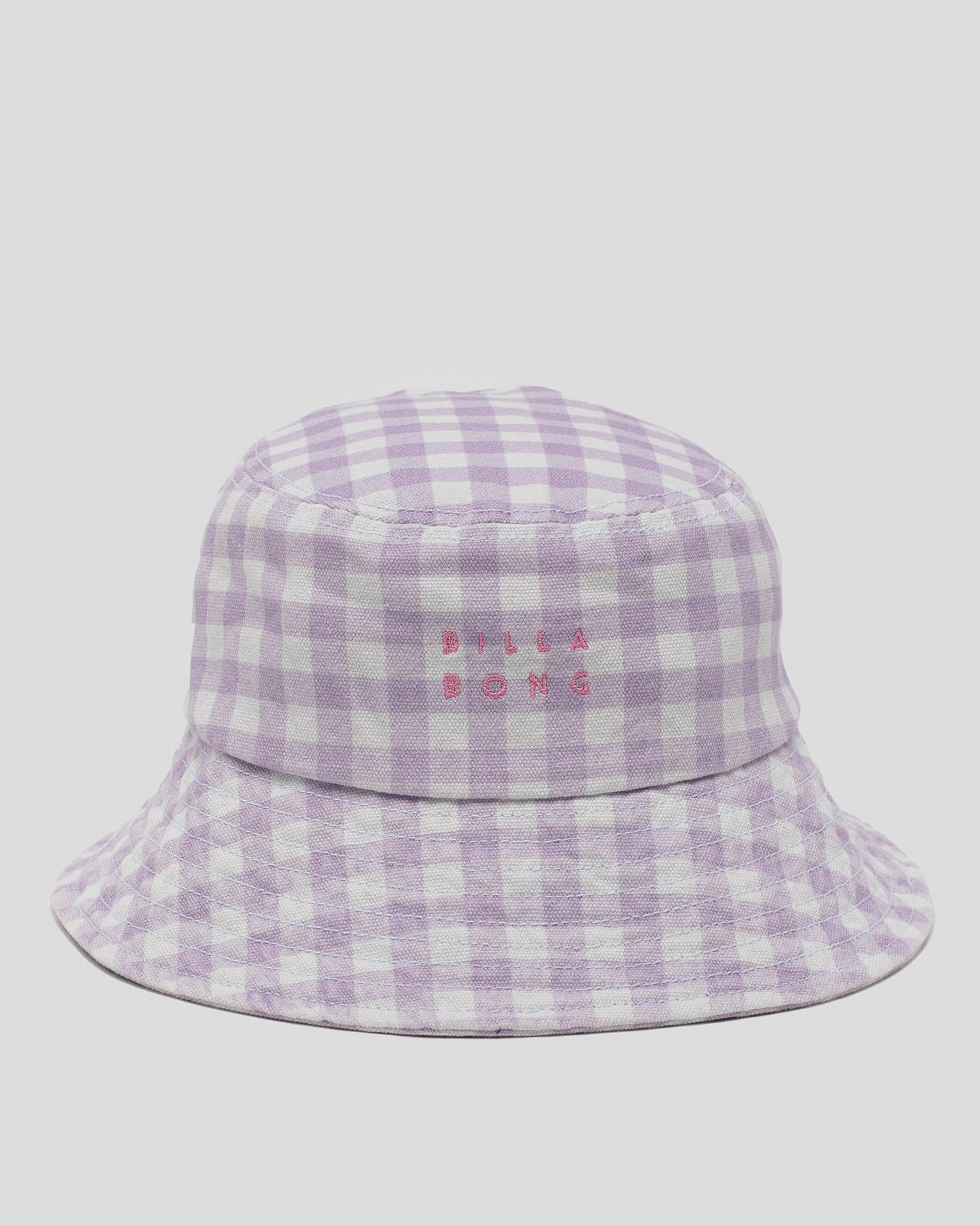 Shop Billabong Girls' Sunshine Check Bucket Hat In Lilac - Fast ...