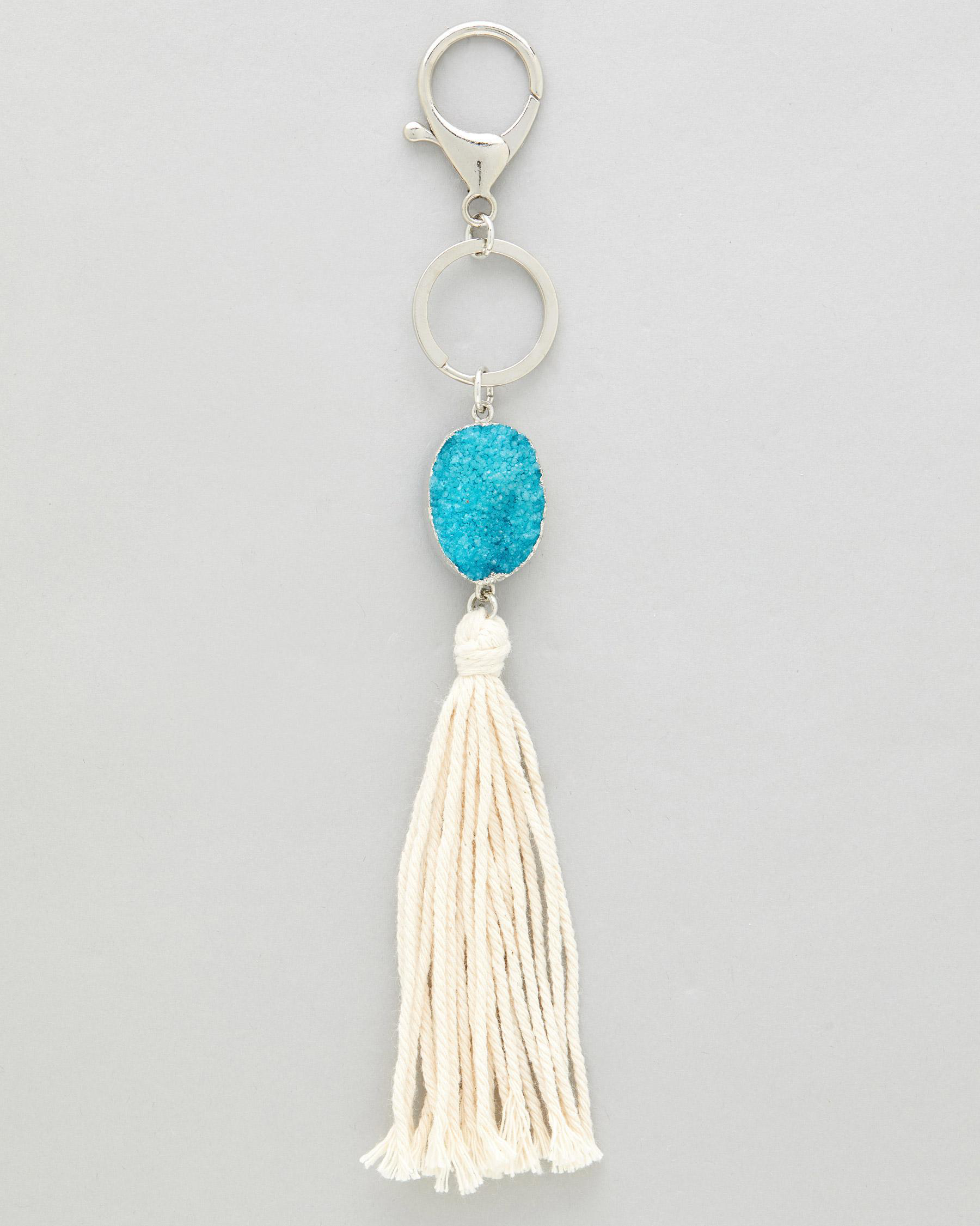 Shop Karyn In LA Teal Crystal Keyring In Teal/silver - Fast Shipping ...