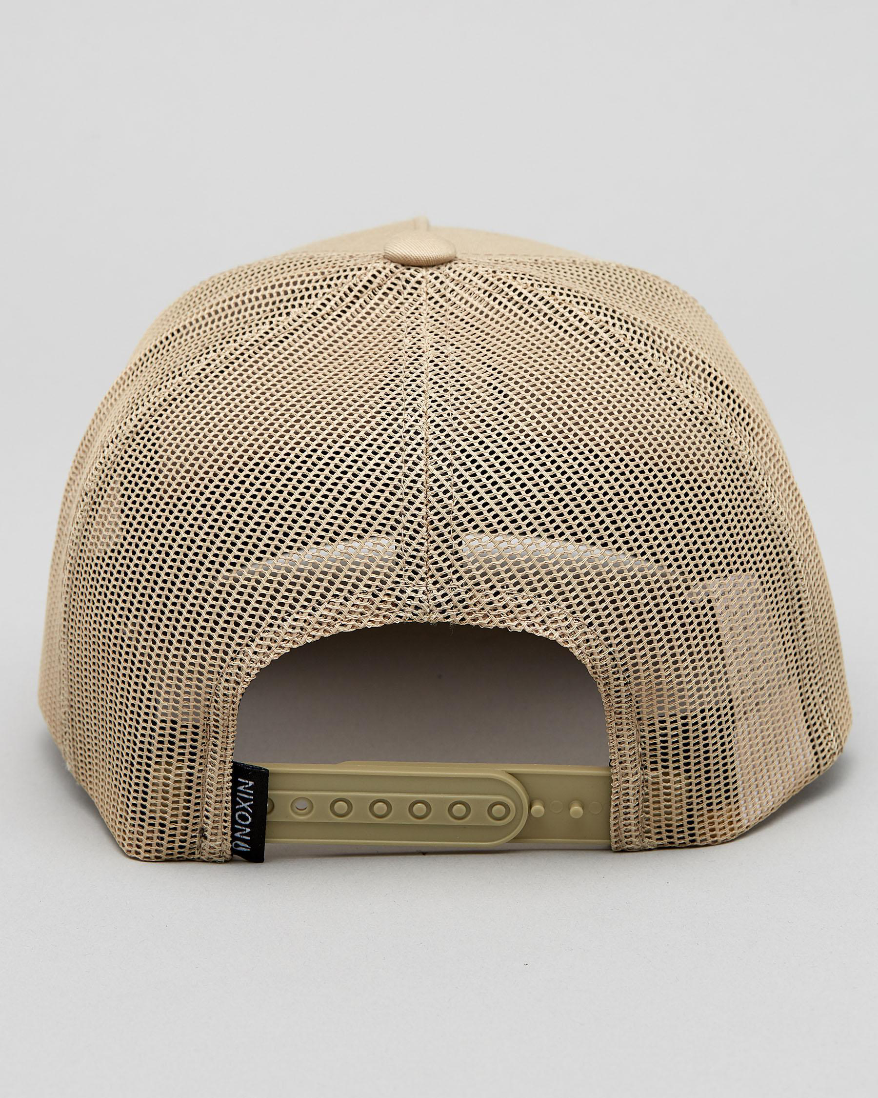 Shop Nixon Iconed Trucker Cap In All Khaki/ Black - Fast Shipping ...
